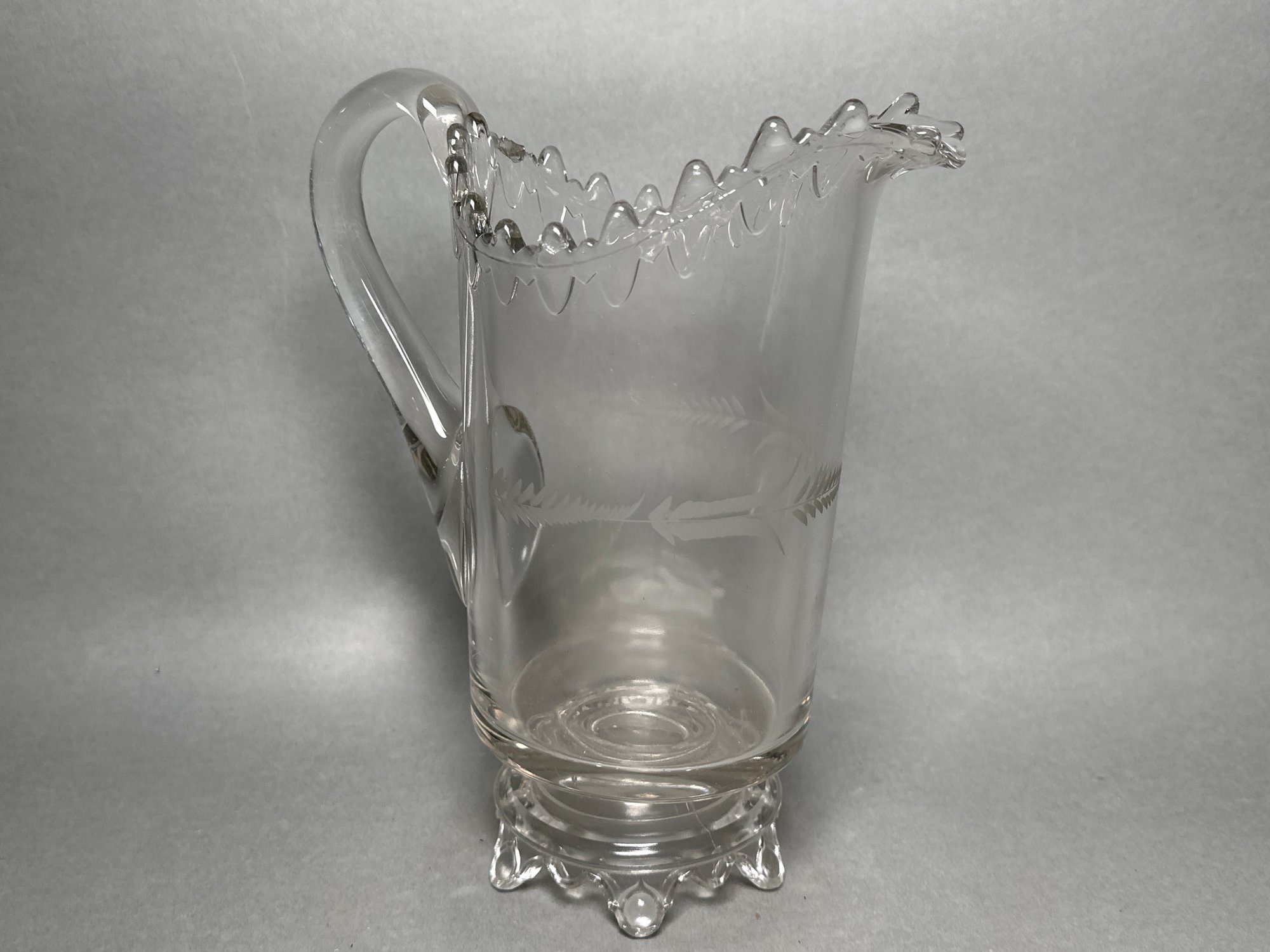 Antique EAPG Water Pitcher With Footed Pedestal Base And Foxglove ...