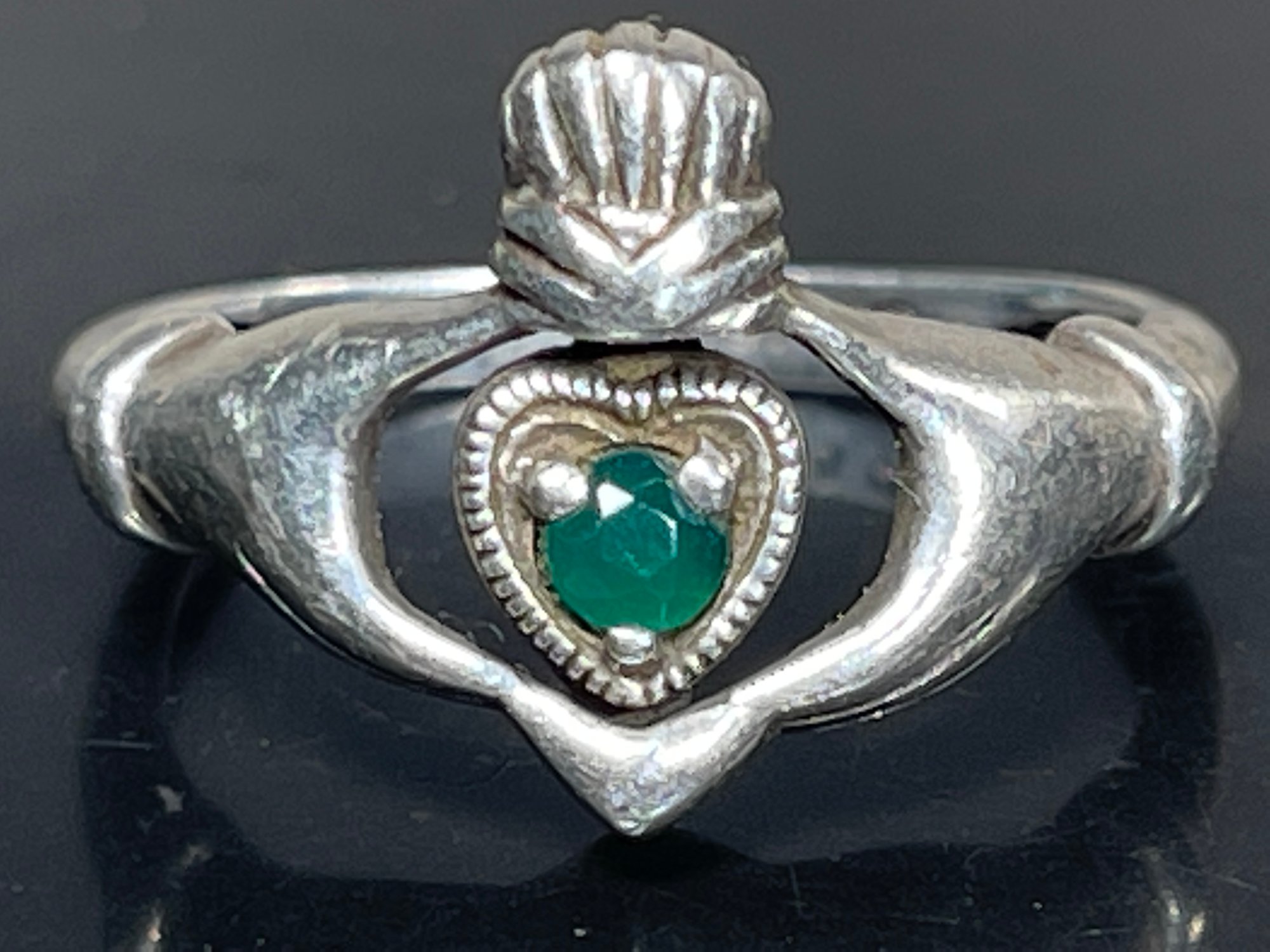 Rare Sterling Silver Claddagh Flip Ring W Emerald Stone #2001136 ...