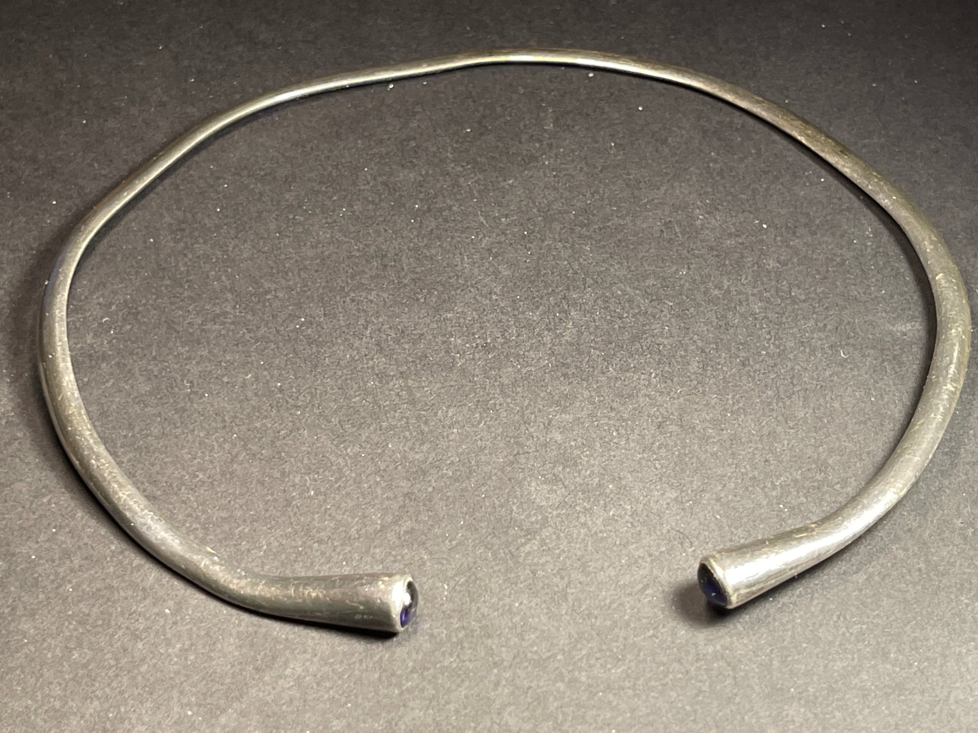 Heavy Sterling Silver Artisan Torque Necklace W Amethyst Stones ...