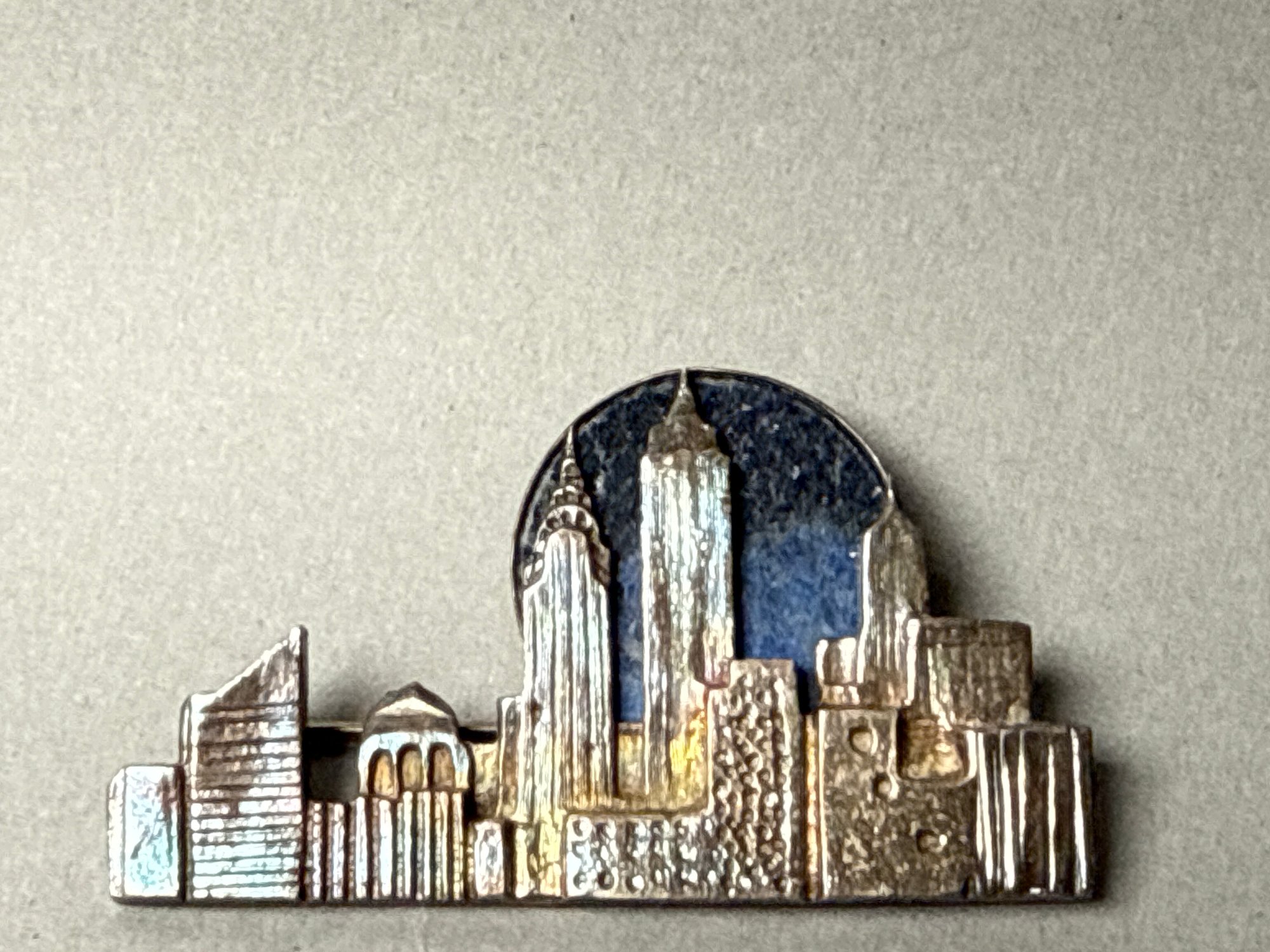 Vintage Sterling Silver Great Falls Metal Works NYC Skyline Brooch Pin ...