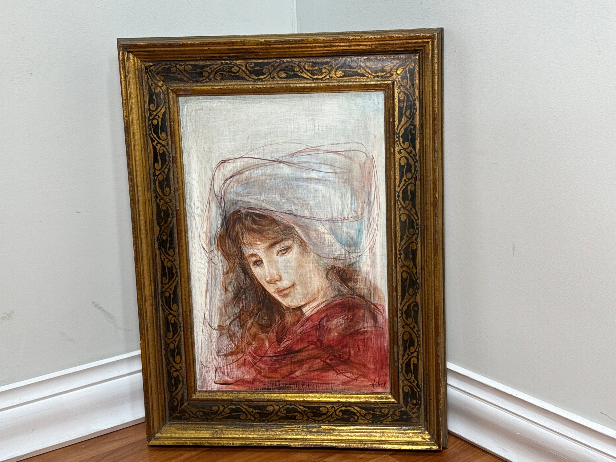 Vintage Edna Hibel Portrait Of Woman Signed Original Painting On Board ...