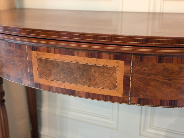 Mahogany Demi Lune Table - Beautifully Inlaid #2085553 | Auctionninja.com