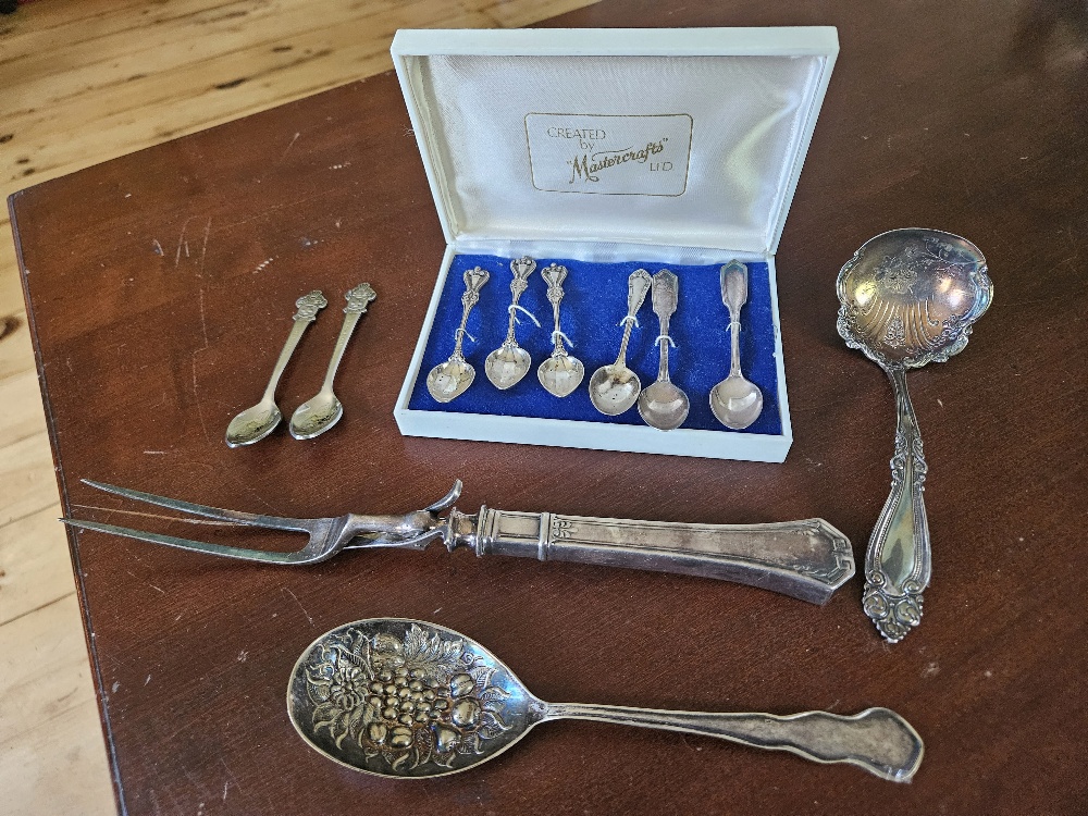 #2 - Lot Of Vintage Silver Sugar Spoons And Serving Utensils (some ...