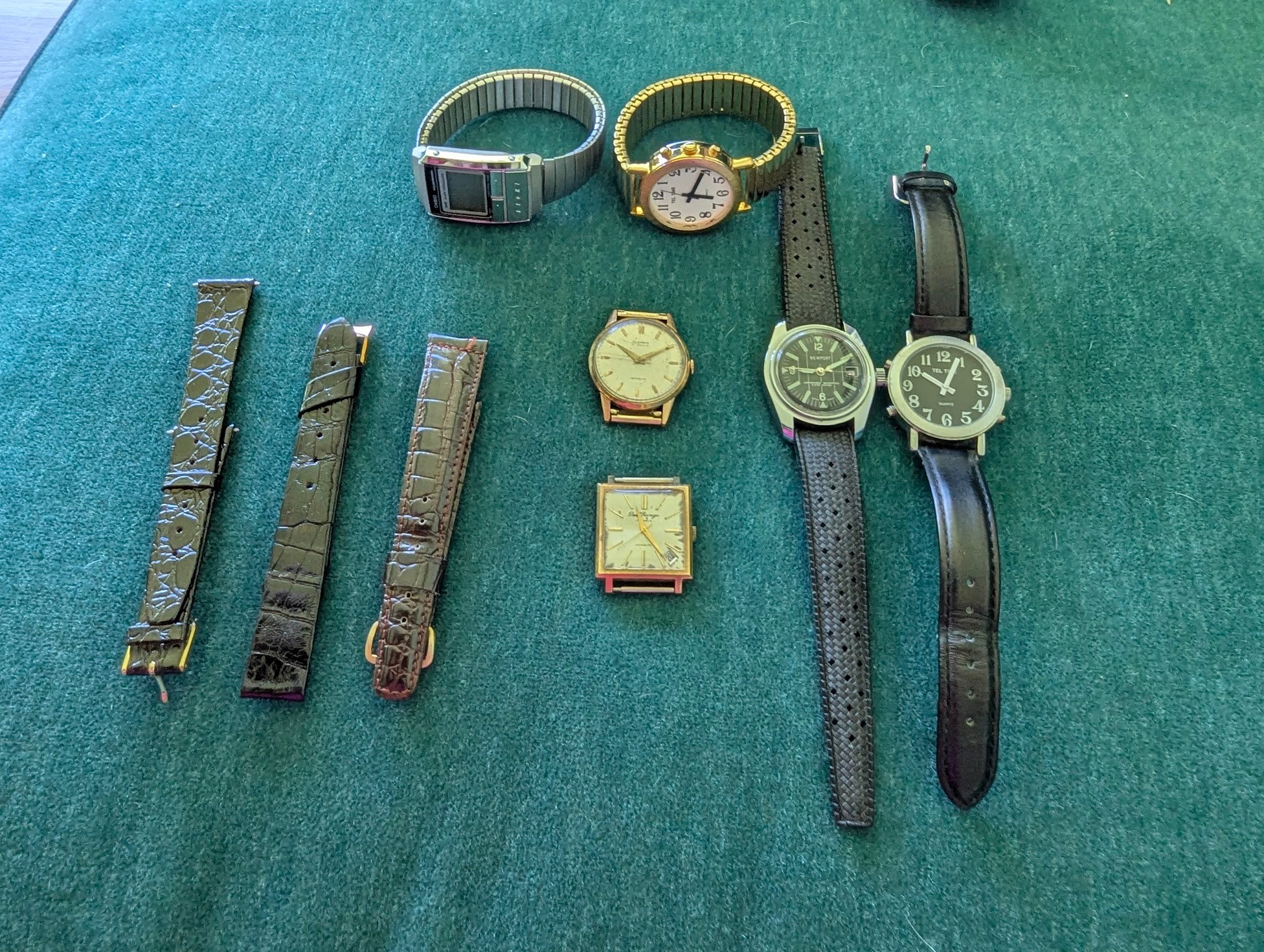 Collection Of Vintage Watches/watch Faces, A Modern Digital Watch, And ...