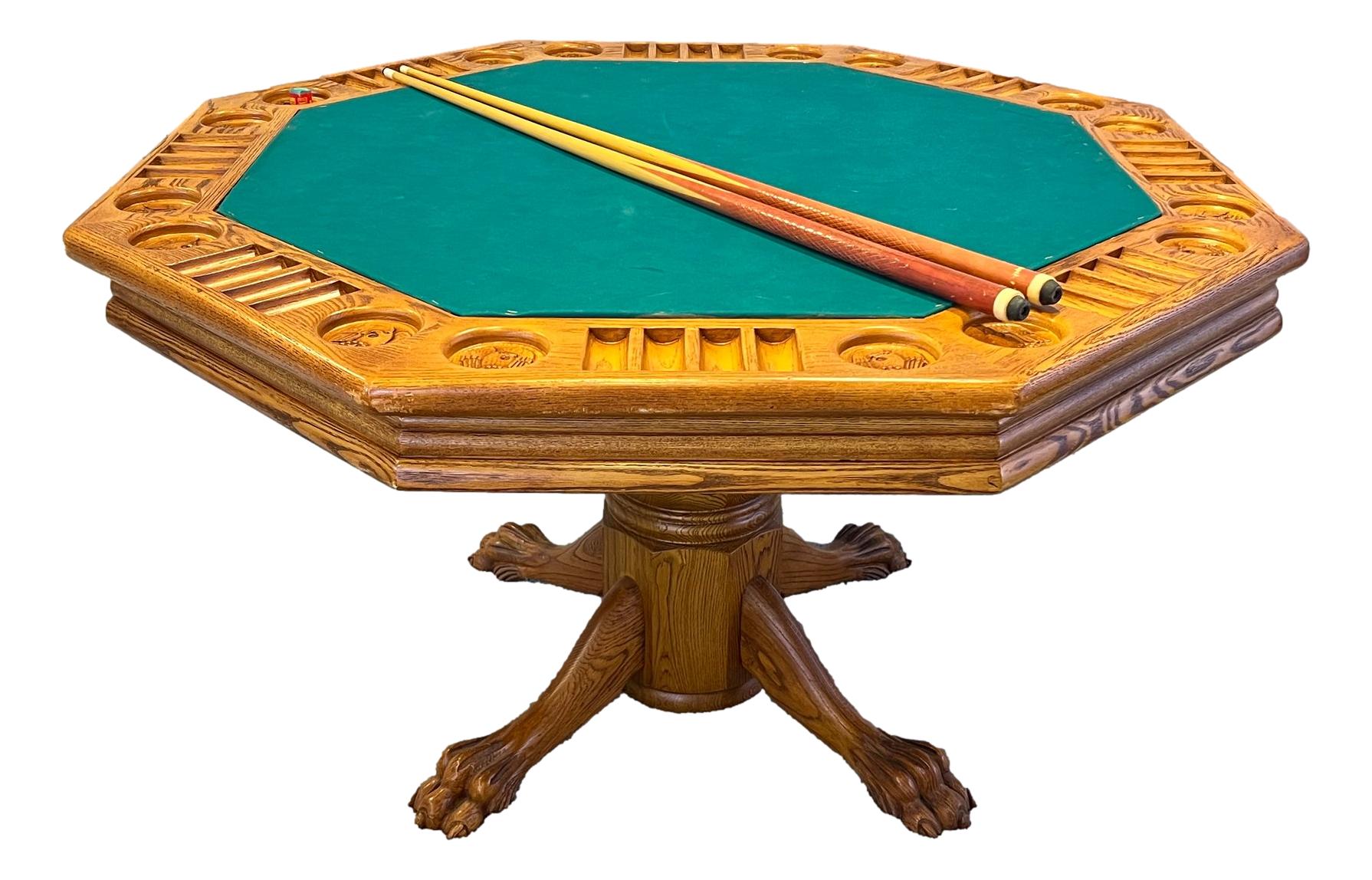 Oak Game Table With Poker Table, Wood Top, And Bumper Pool #40823878 ...