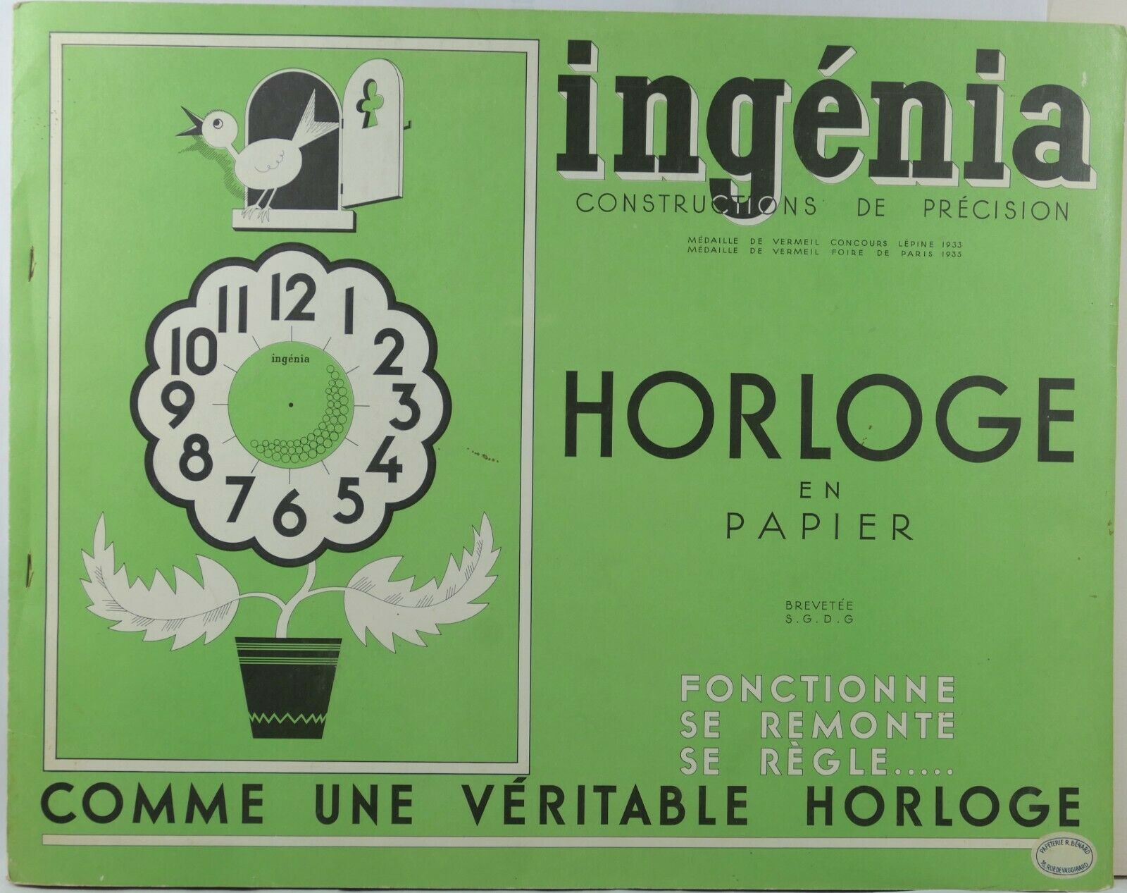 Antique Ingenia Horloge En Papier - Constructions De Precision Paper ...