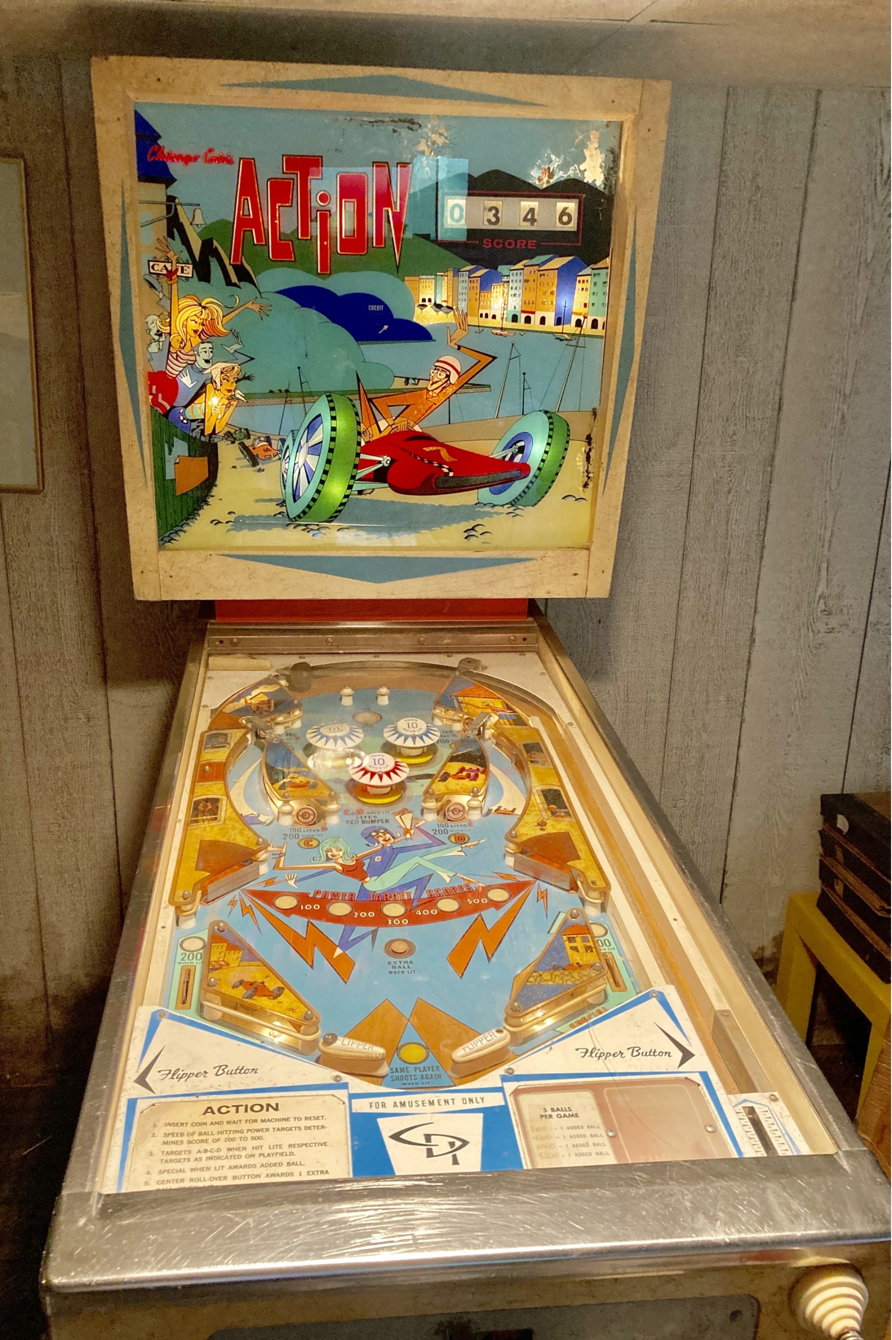 Vintage 1960s Monte Carlo Grand Prix "Action" Pinball Machine #894119 ...