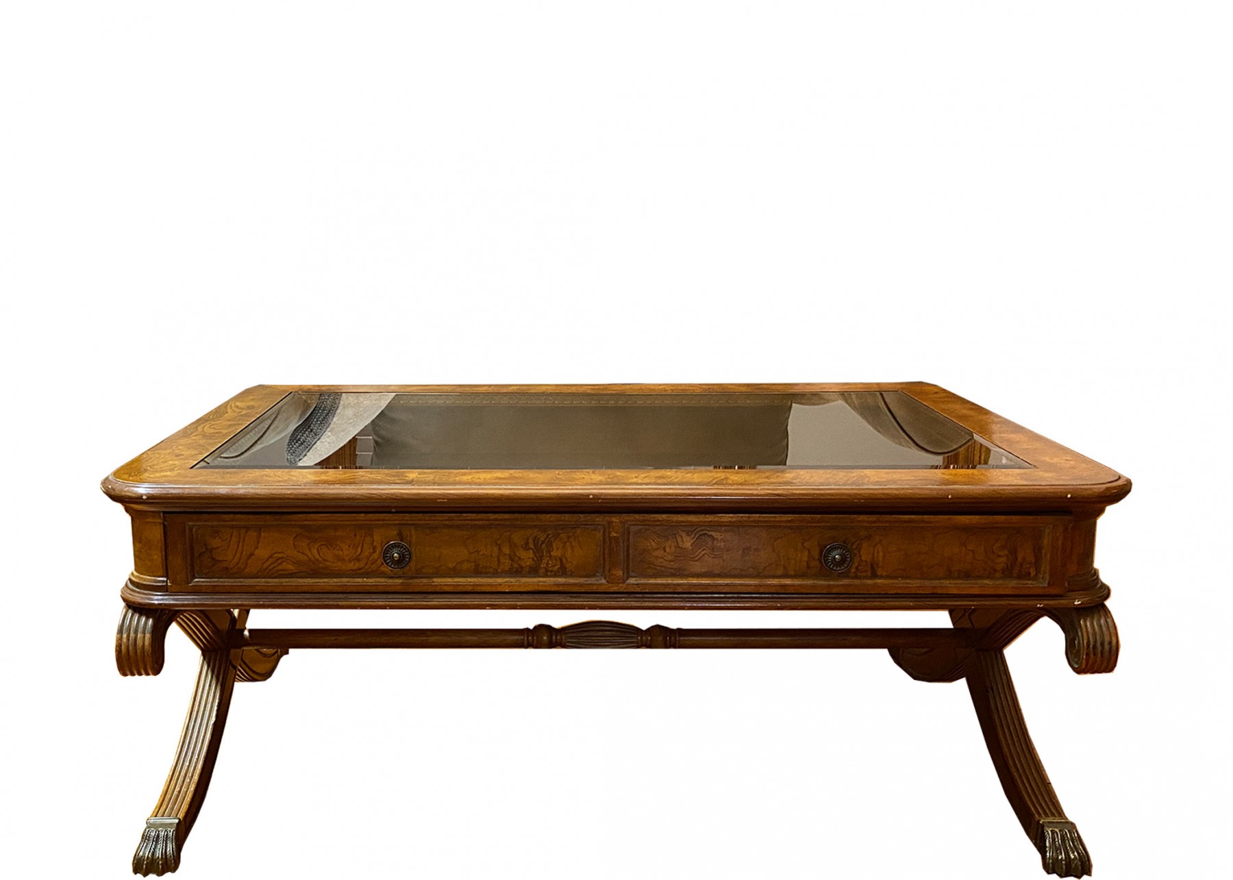 Schnadig Regency Style Walnut Veneer Display Coffee Table #40590672 ...