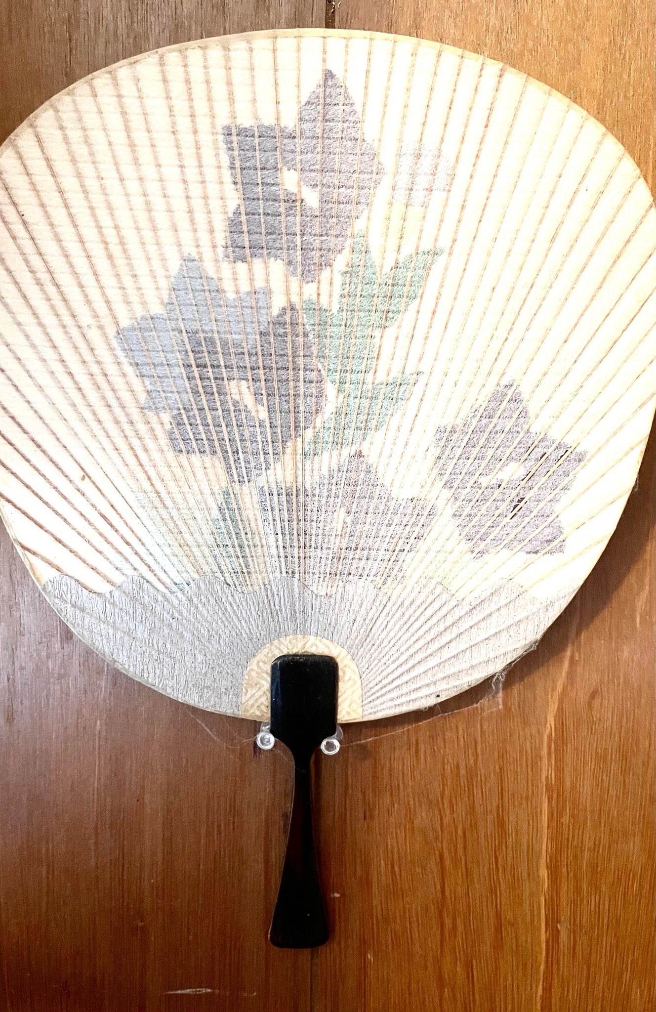 Vintage 1920s Japanese Wood Paper Fan With Purple Flowers #1295341 ...