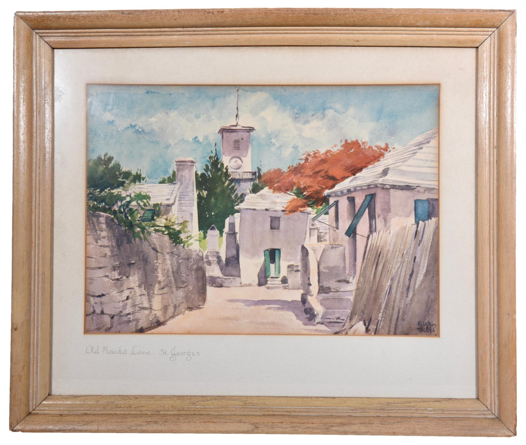 Adolph TREIDLER (1886 - 1981) Watercolor Painting Titled Old Maid's ...