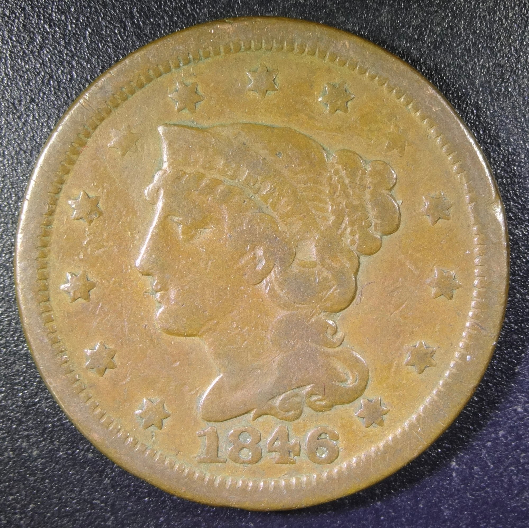 1846 Braided Hair Large Cent #1146 | Auctionninja.com
