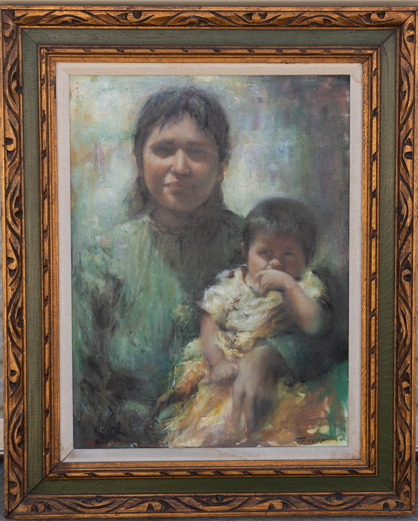 Dee Toscano. (American, B. 1932). Navajo With Child. Mixed Media On ...