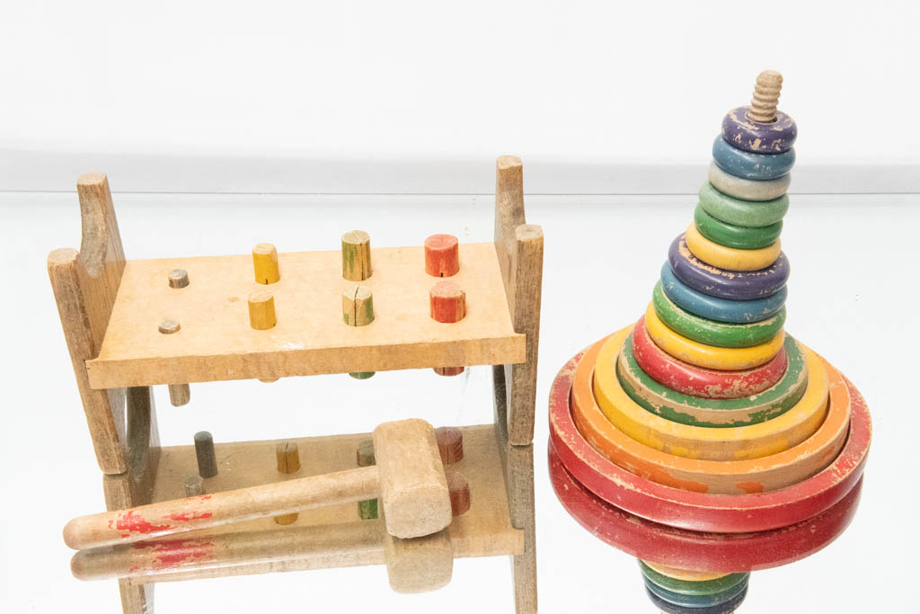 1950s Wooden Toy Stacking Discs And Cobblers Bench #22856 ...