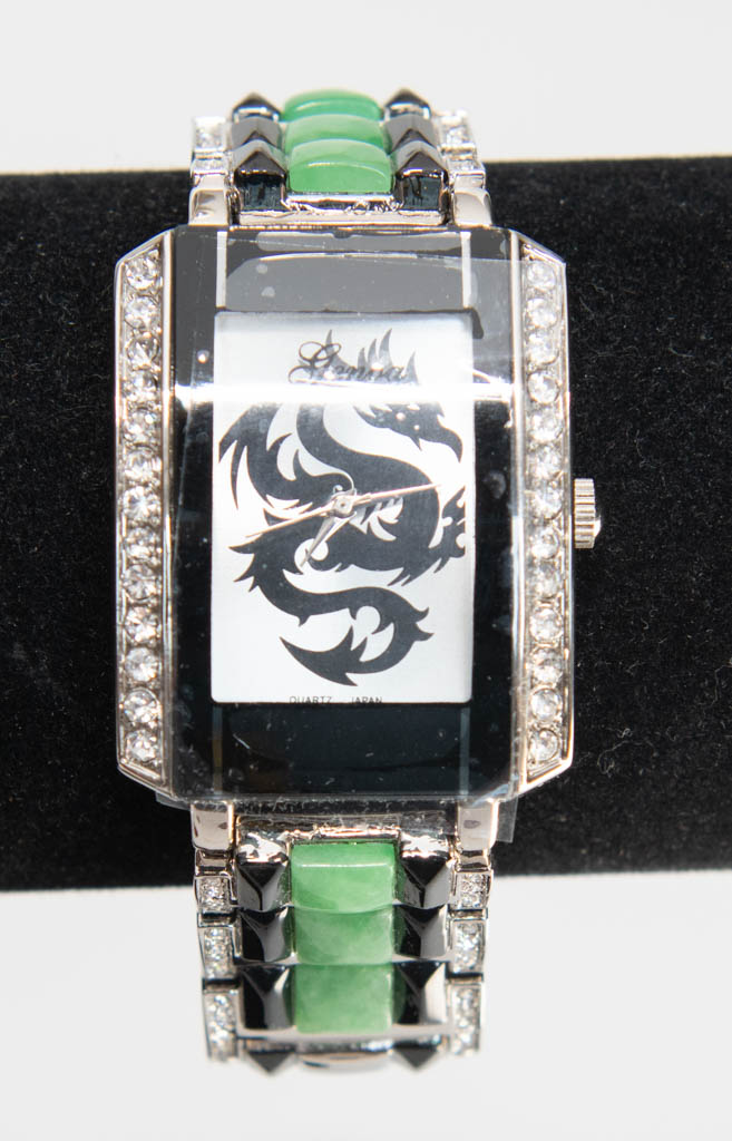 Genoa Crystal Japanese Movement Jade Stainless Steel Dragon Watch ...