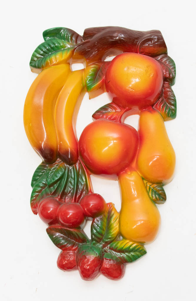 Vintage Chalkware Fruit Wall Art Cherries, Apples, Bananas And Pears ...