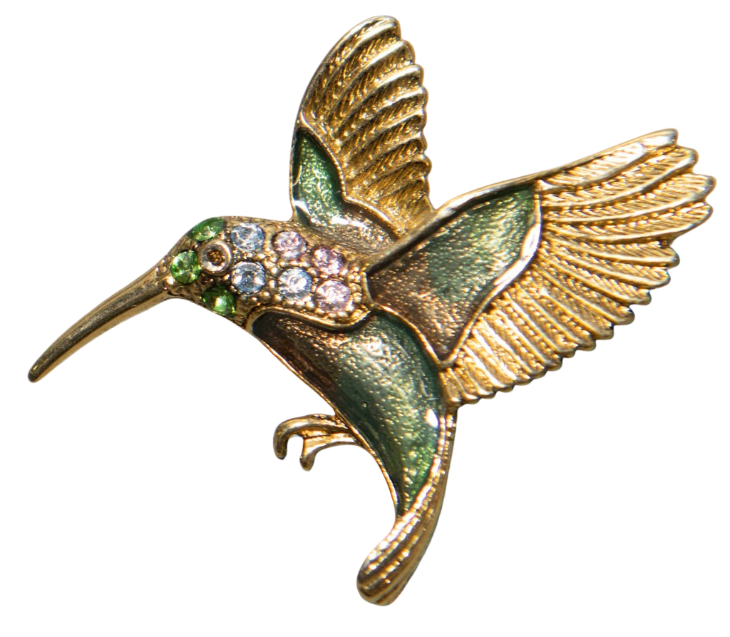 Fabulous SFJ 48772 Vintage Gold Tone Hummingbird Brooch #54263 ...