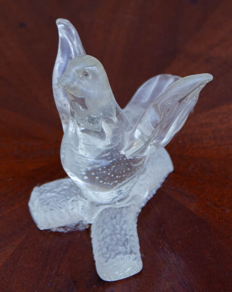 Vintage Murano Style Clear Glass Bird Sitting On A Branch #41726 ...