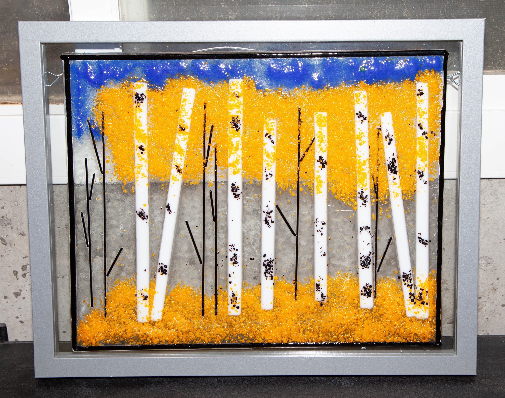 Aspen Trees Fused Art Glass Tile In Float Frame By Colorado Artist L ...