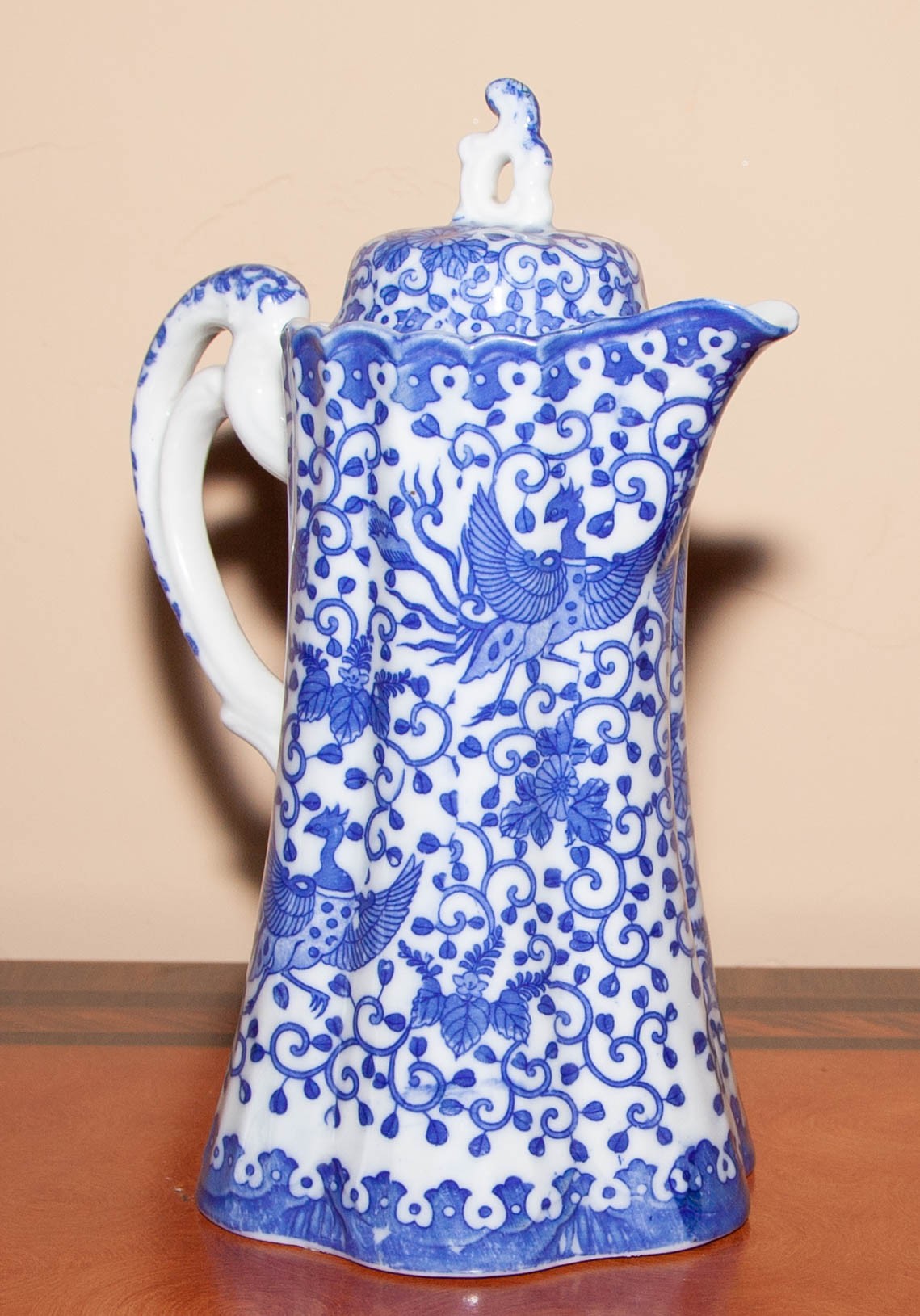 Japanese Phoenix Bird Blue Willow Ware Porcelain Chocolate Pot #56026 ...