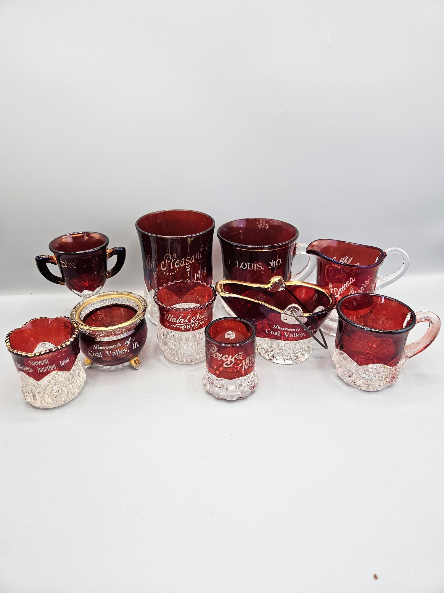 Antique Ruby Red Souvenir Cups Lot #1 #2023 | Auctionninja.com