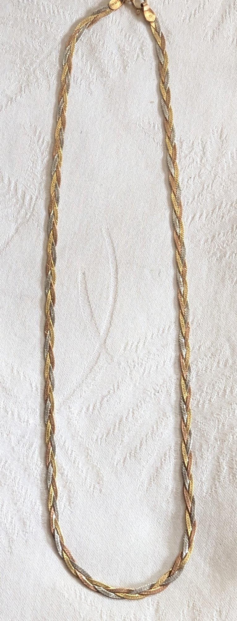 14 Kt Gold Tri-color Braided 16" Chain Gram Weight 3.86 #1313 ...