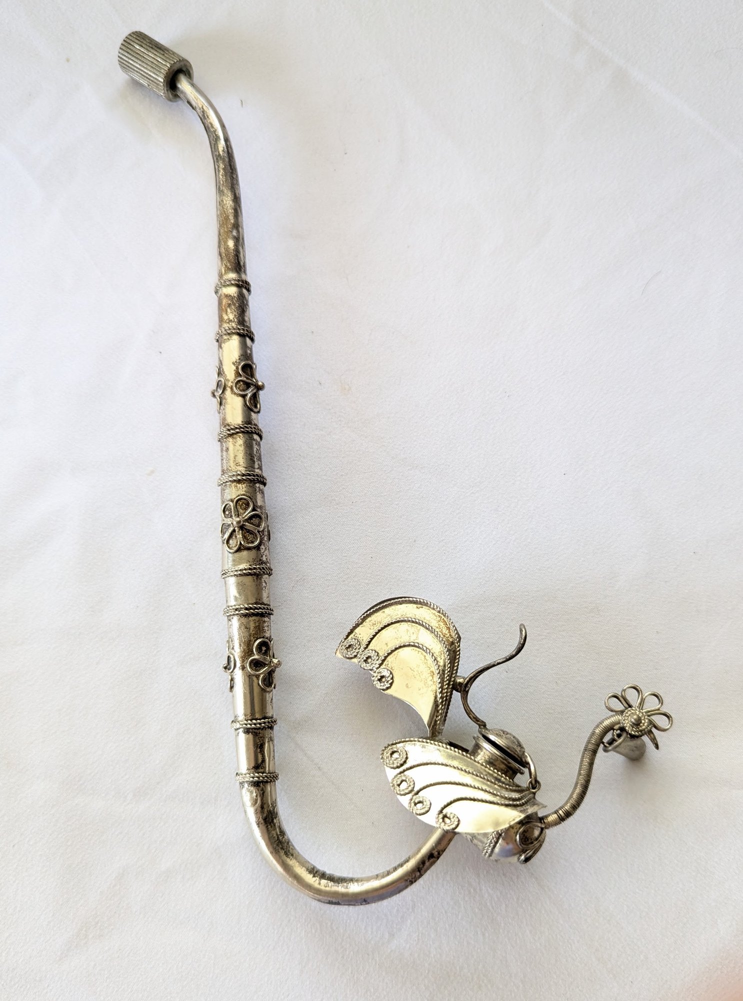 Hand Crafted Metal Silver Plate Asian Design Peacock Bird Pipe. #1520 ...