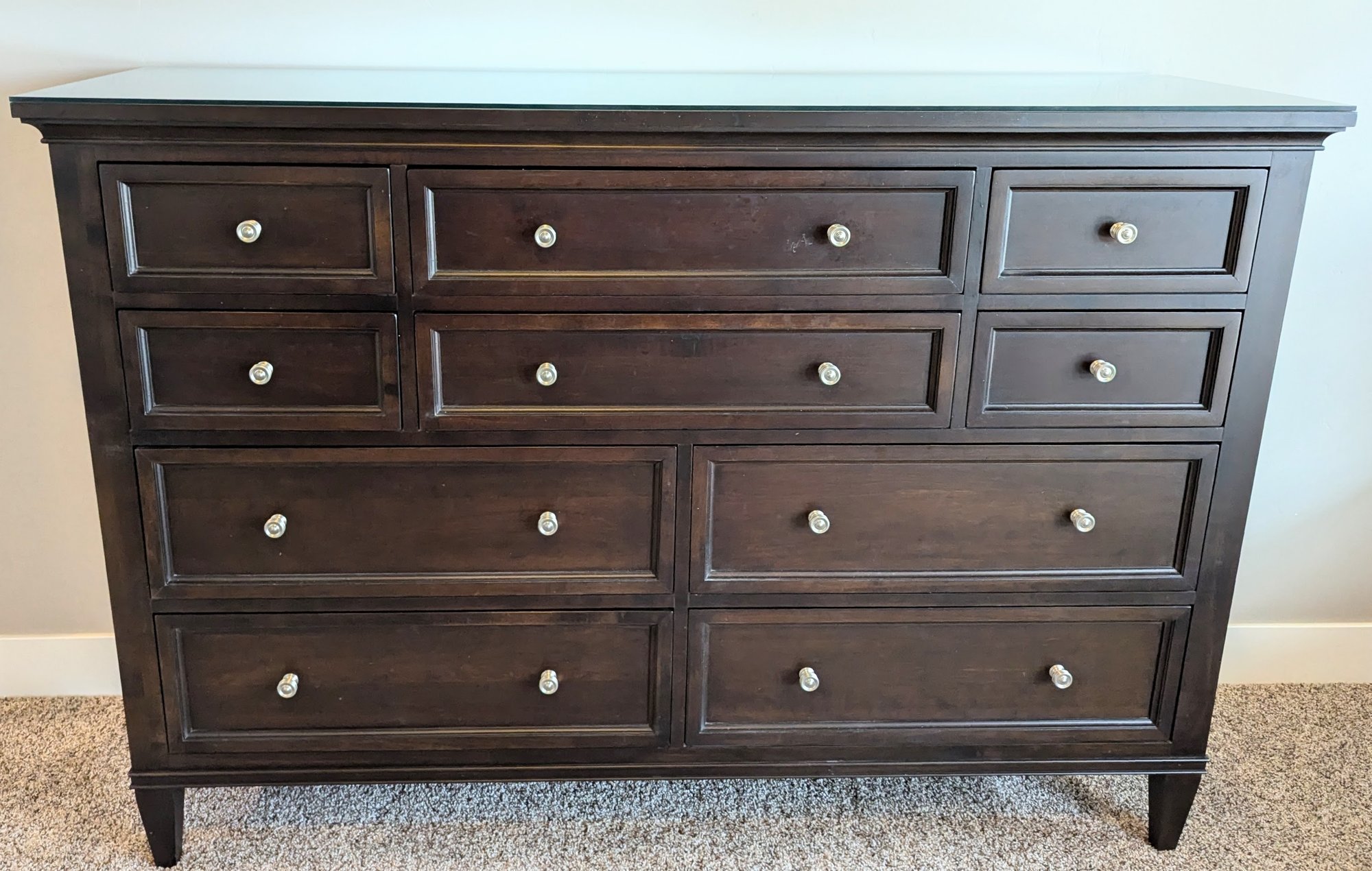 Ethan Allen Glover Tall Dresser Cool Deep Brown Mocha Stain Medium ...