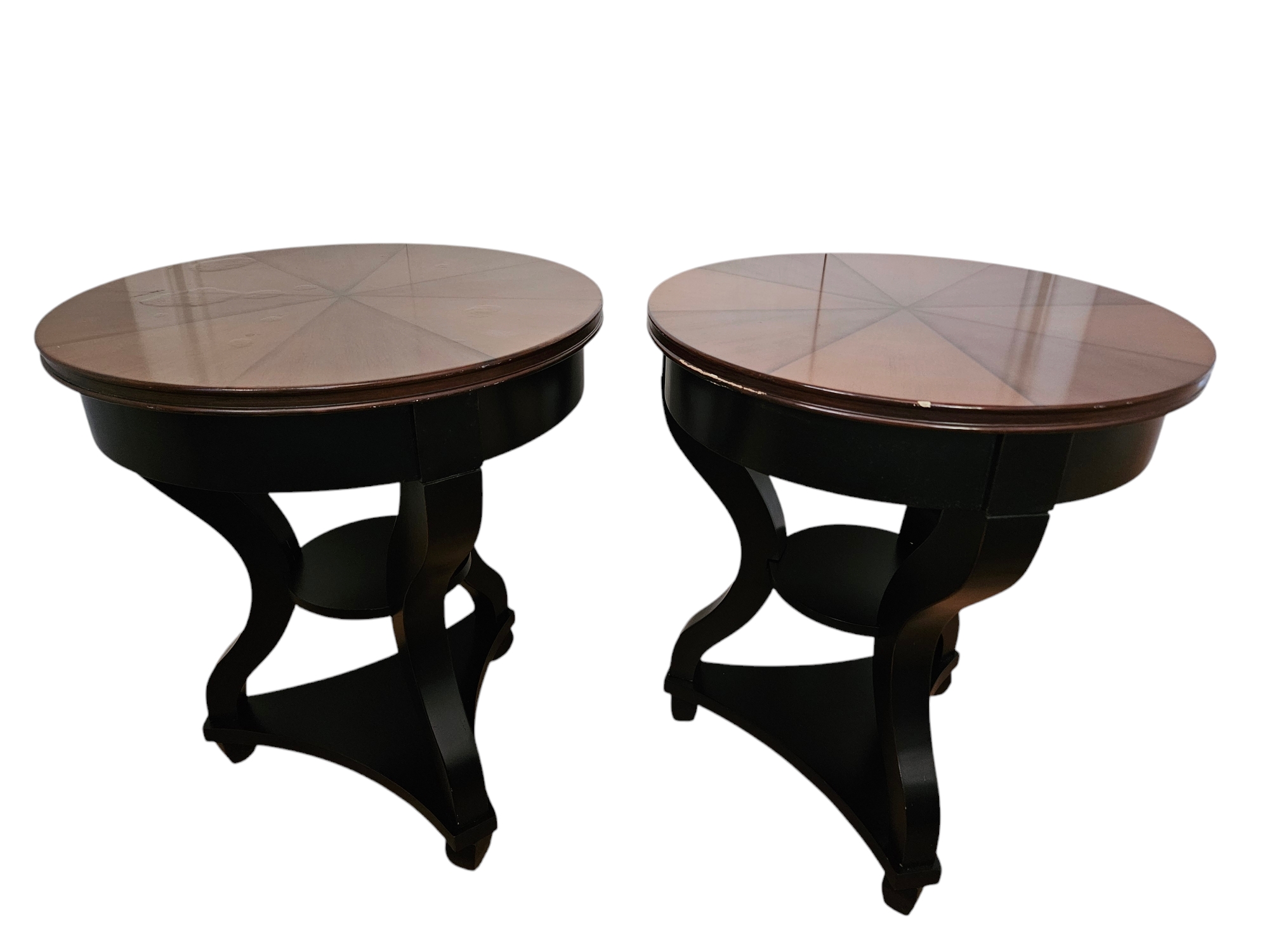Pair Of Circular End Tables #2230 | Auctionninja.com
