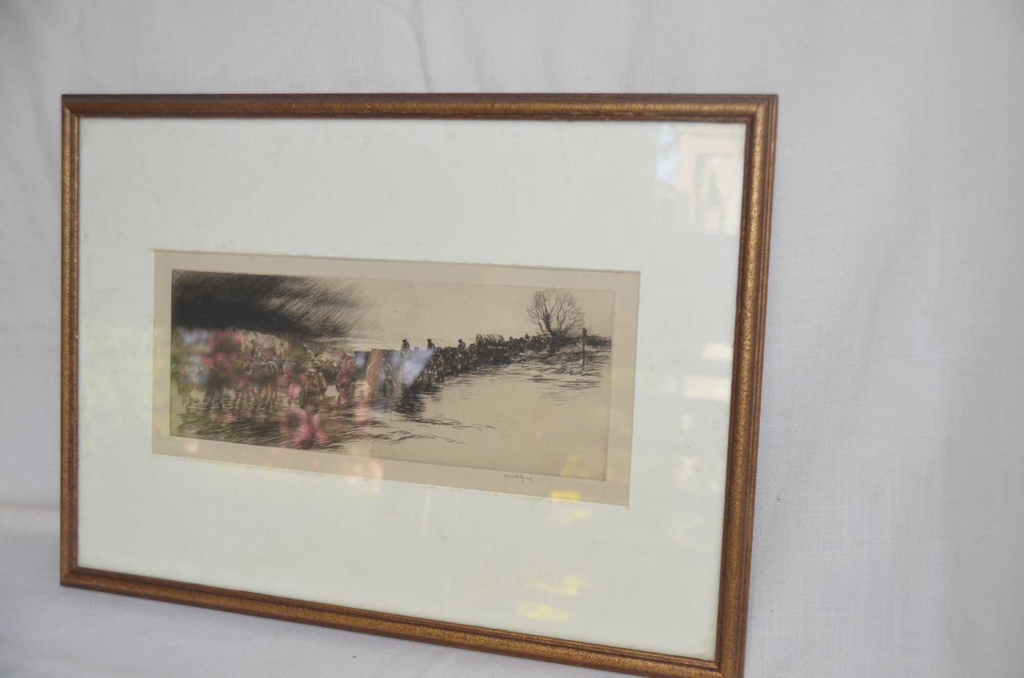 71J) Early WWI Etching By Kerr Eby An Artillery Train Pencil Signed ...