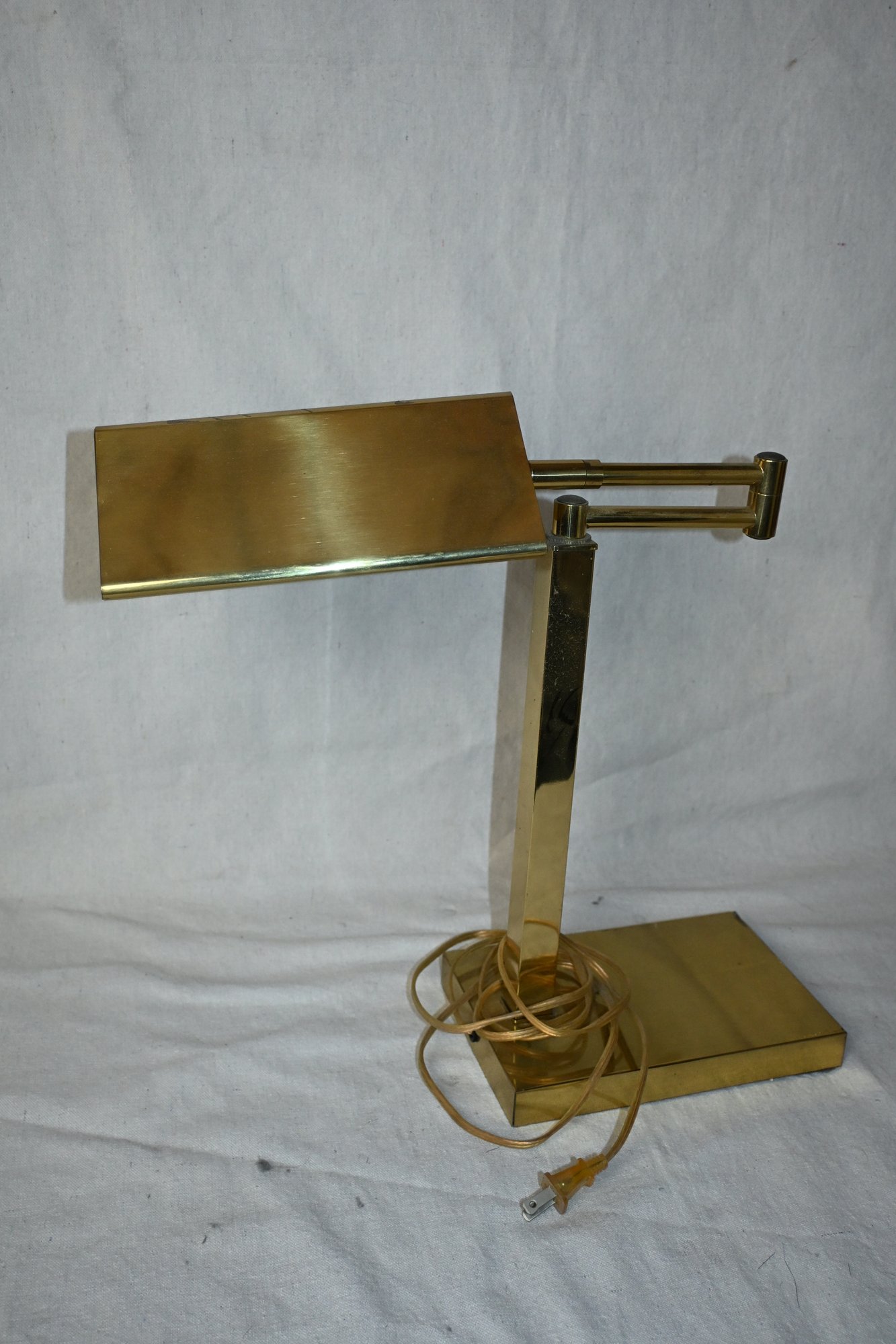 201) Polished Brass Desk Table Lamp Triangle Shade Swing Arm #35019 ...