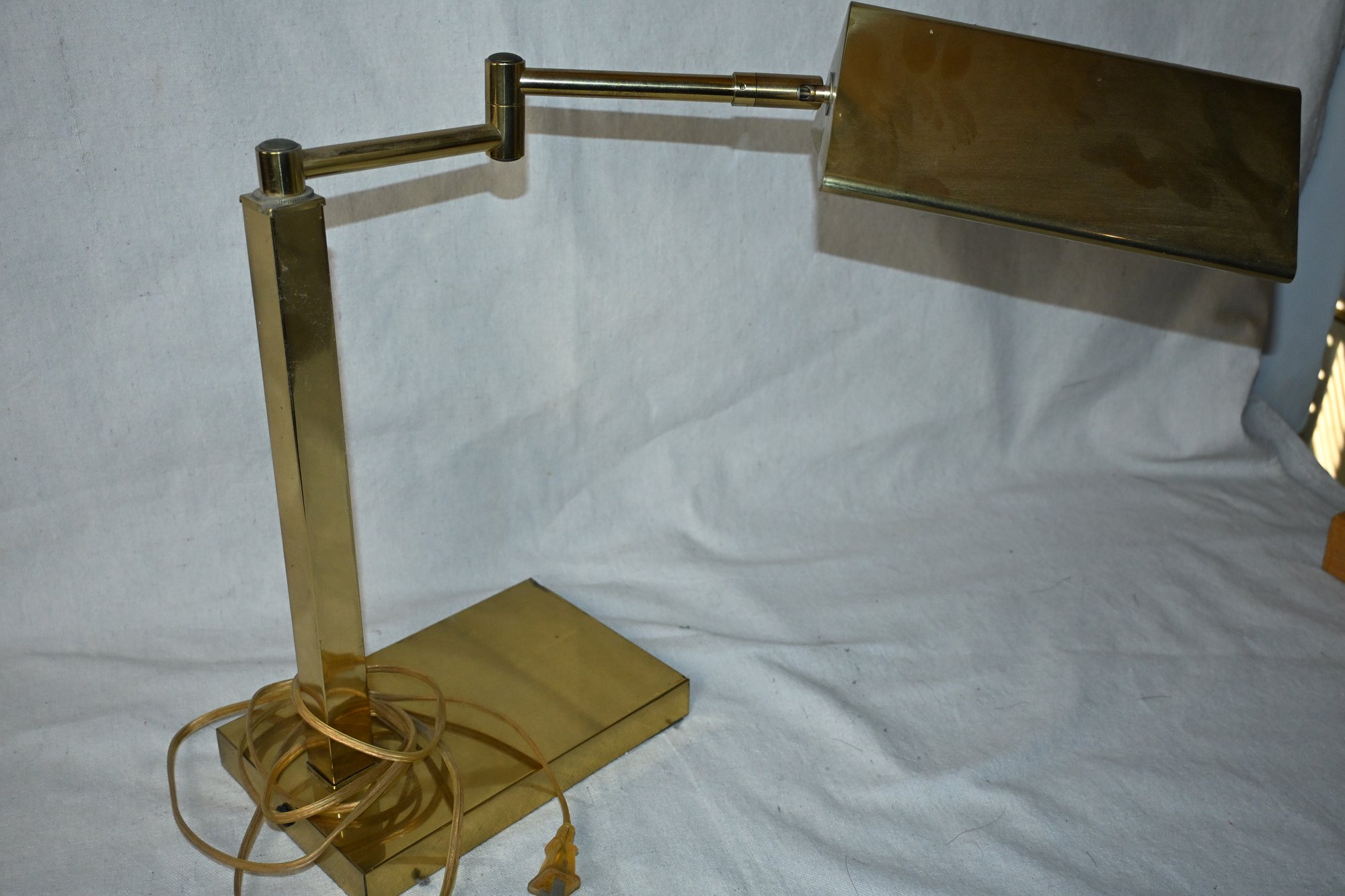 201) Polished Brass Desk Table Lamp Triangle Shade Swing Arm #35019 ...