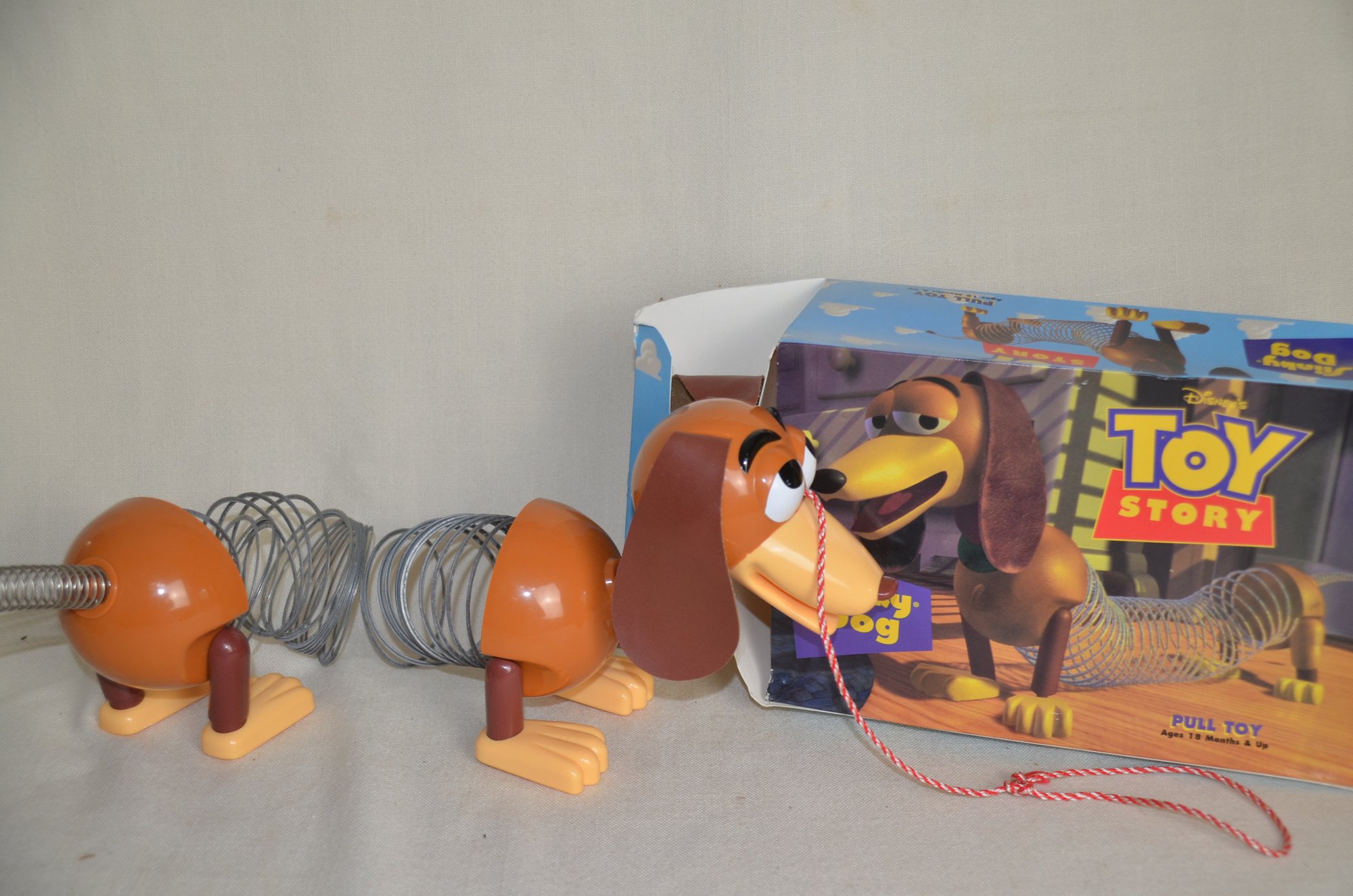 86) Vintage Pull Toy Slinky Dog Toy Story With Box #30179 ...