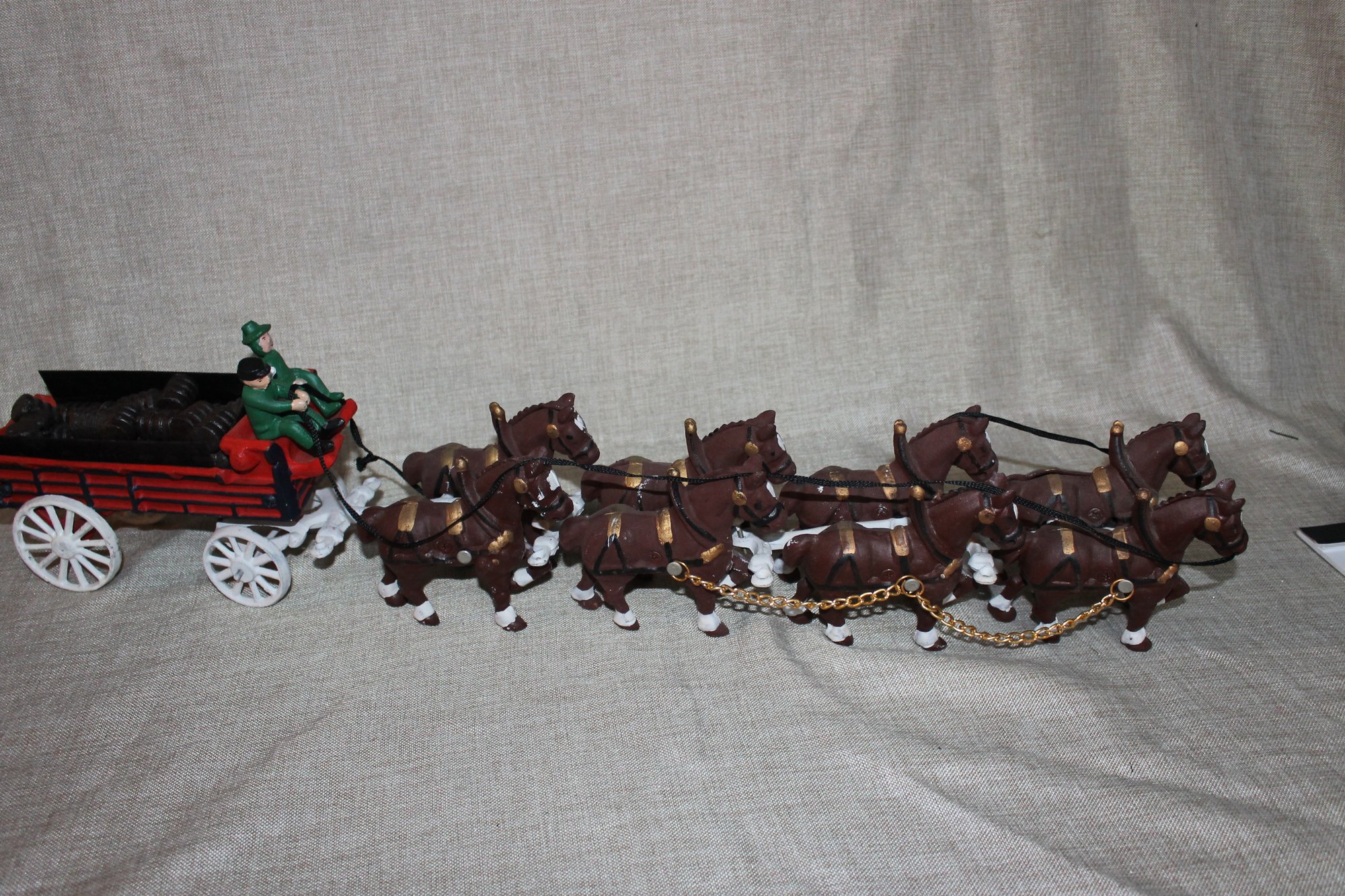 Vintage Cast Iron Budweiser Clydesdale Eight Horse Drawn Beer Wagon Toy ...