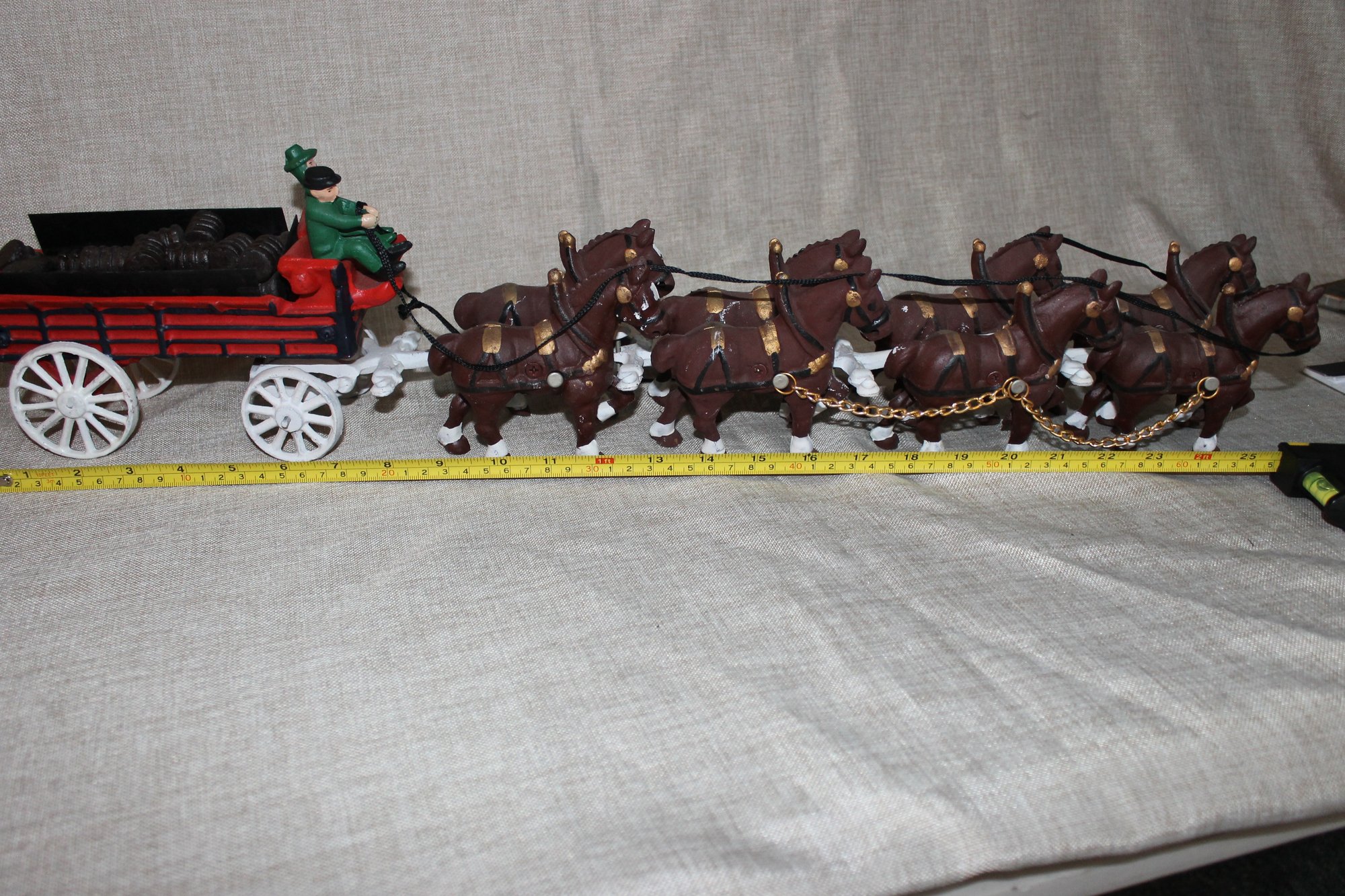 Vintage Cast Iron Budweiser Clydesdale Eight Horse Drawn Beer Wagon Toy ...