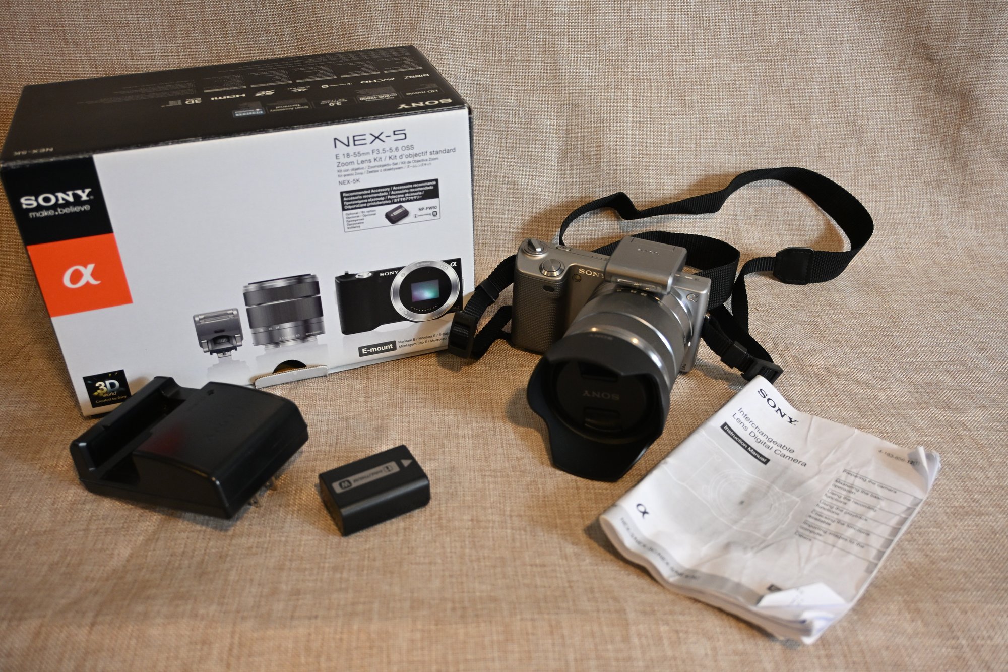 82) Sony Nex-5 Digital Camera, SD Card Battery Charger And Manual ...