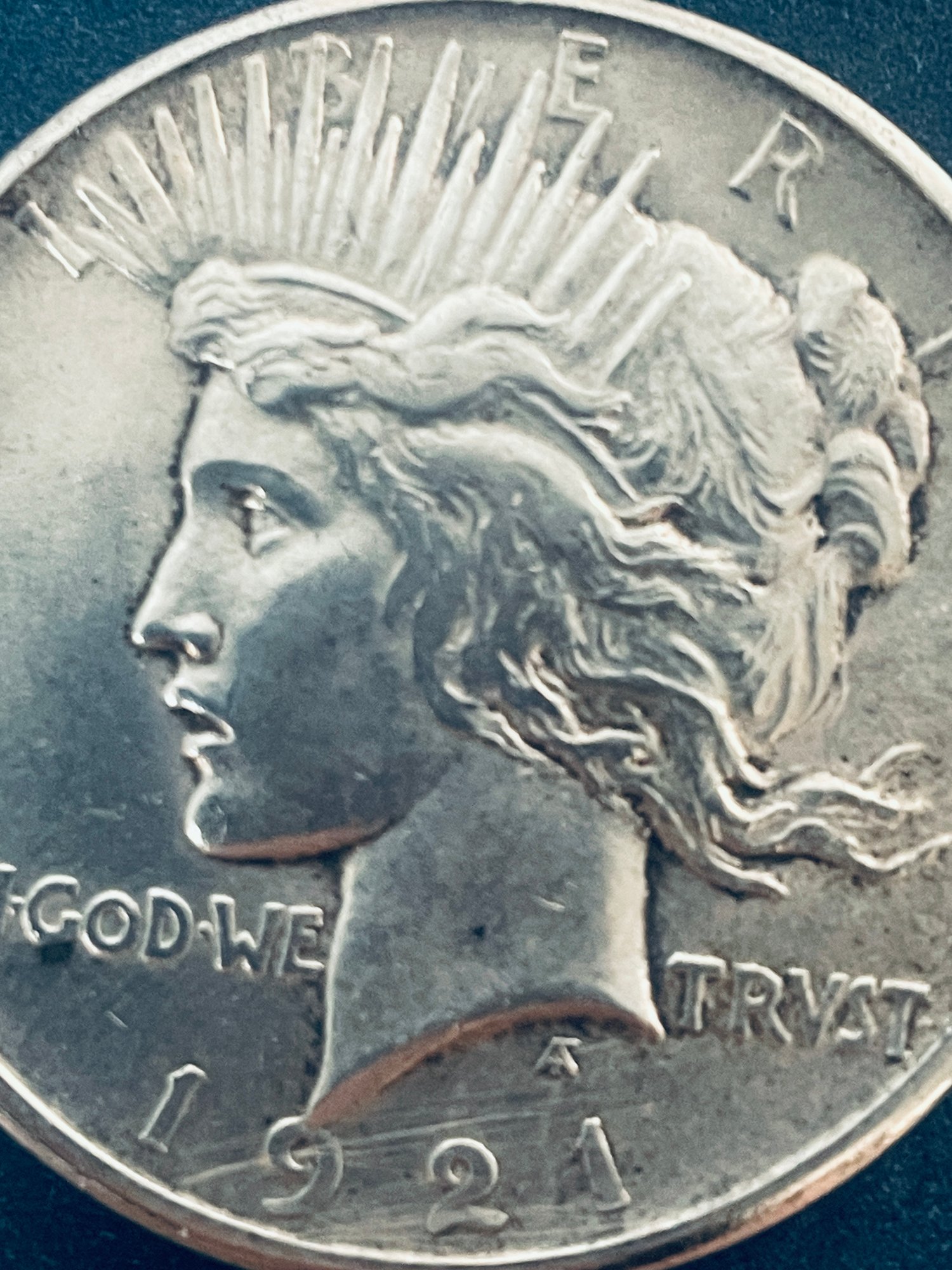 1921 PEACE SILVER DOLLAR COIN - HIGH RELIEF - RARE KEY DATE! SLIGHT ...