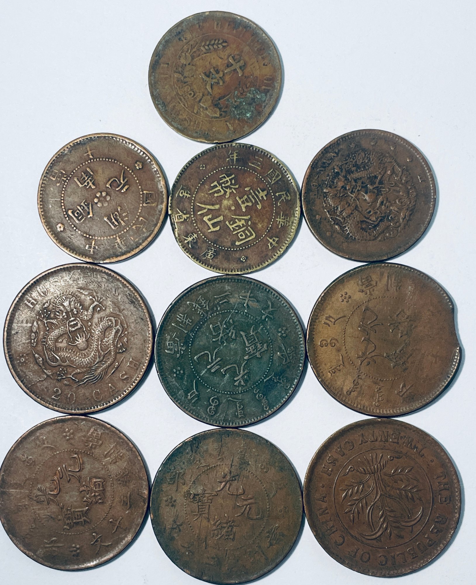 LOT (10) OLD CHINESE "CASH" TOKEN / COINS - LARGE VARIETY #9324 ...