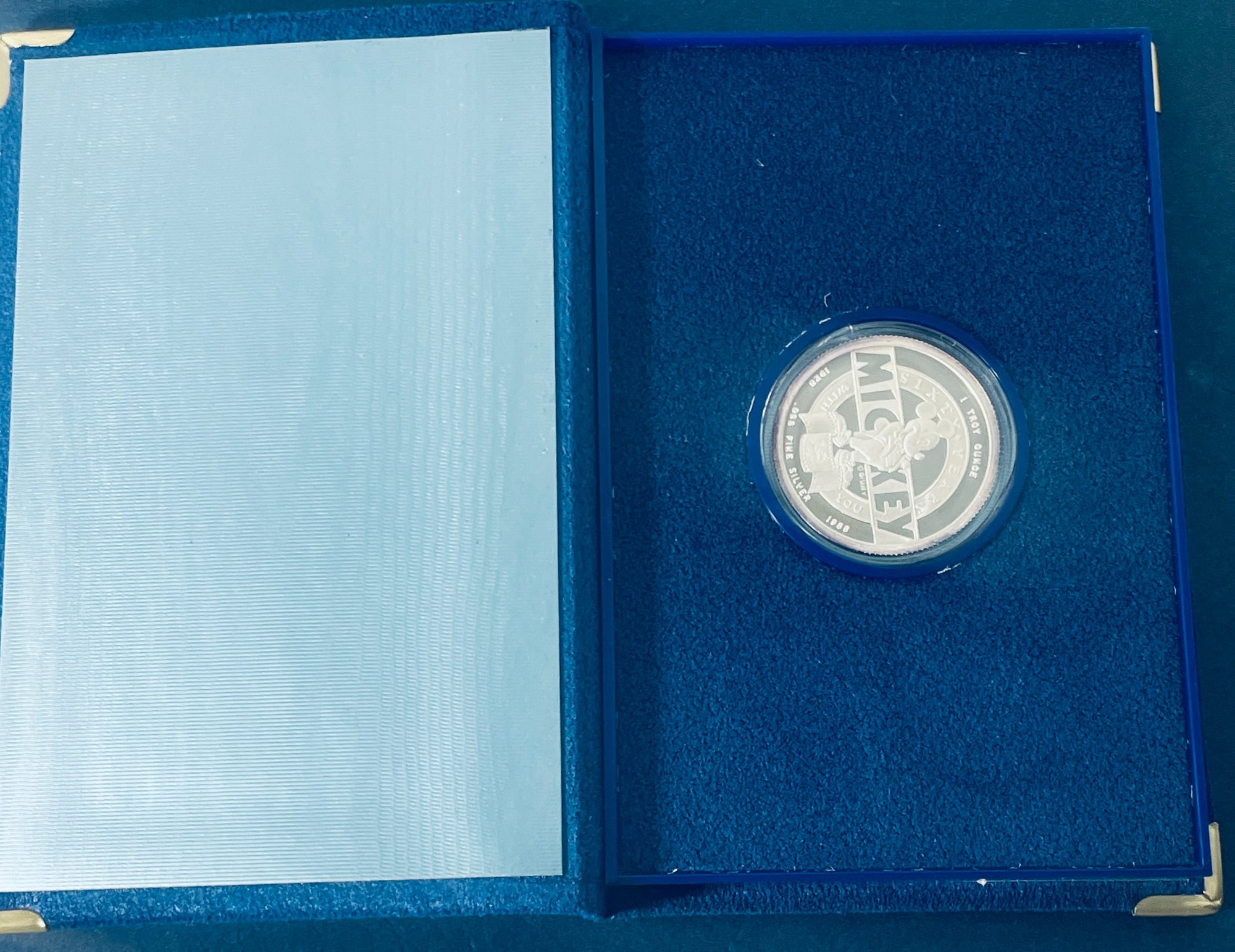 DISNEY SILVER COIN SIXTY YEARS "MICKEY" COMMEMORATIVE PROOF LIMITED ...