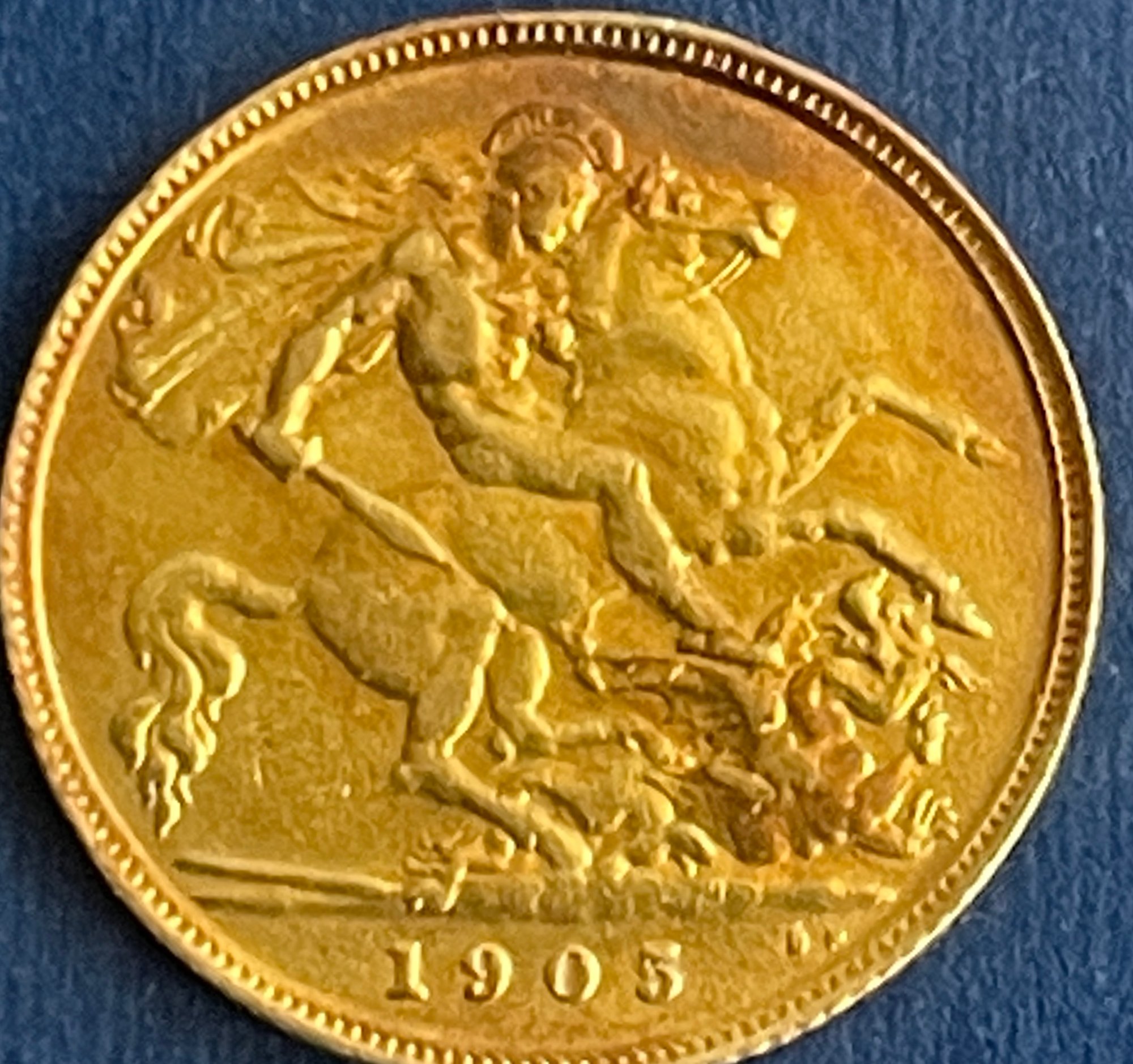 1905 HALF SOVEREIGN GOLD COIN - 91.67 PERCENT GOLD / 3.994 GRAMS ...