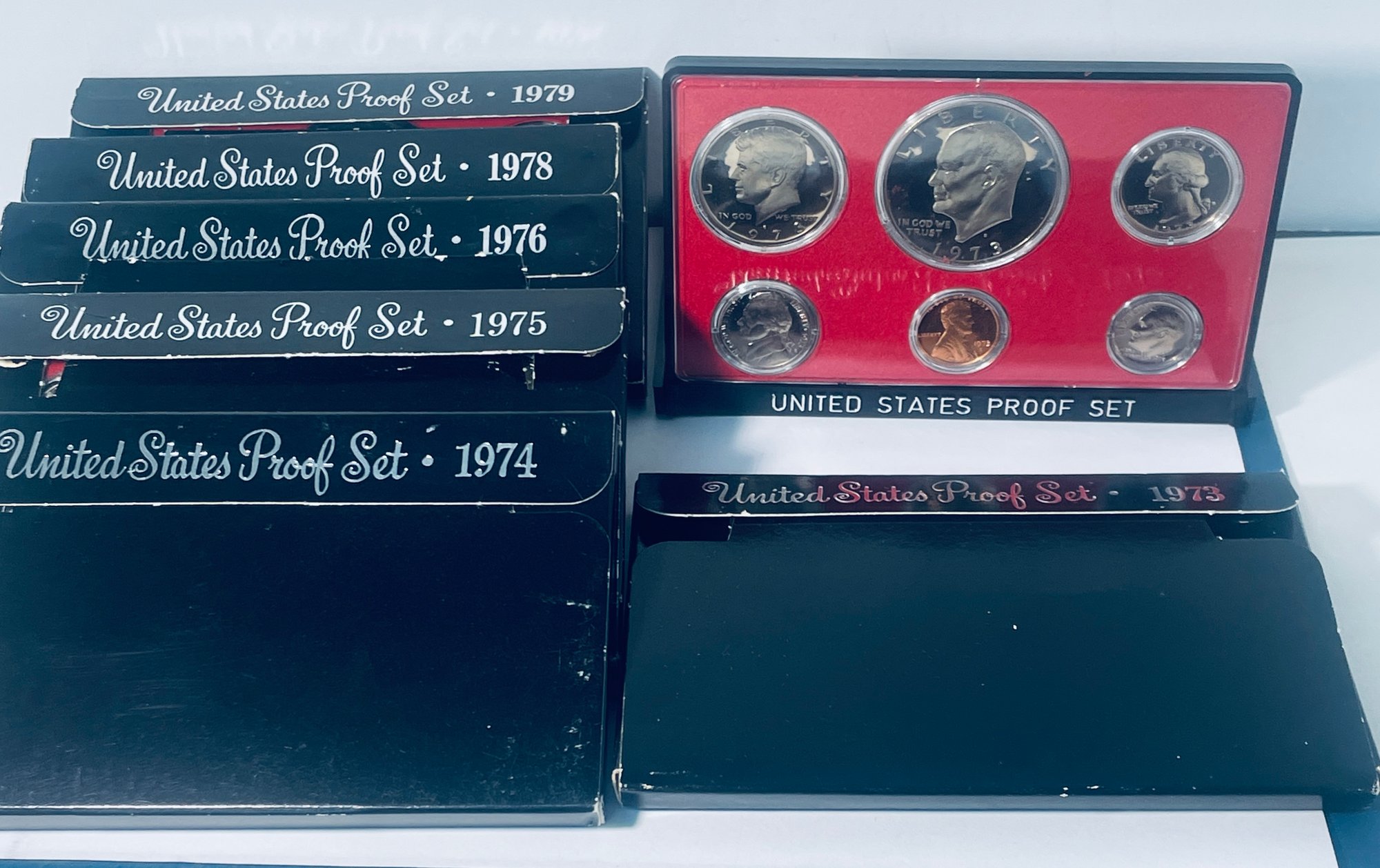 LOT (6) UNITED STATES PROOF SETS- 1973, 1974, 1975, 1976, 1978 & 1979 ...