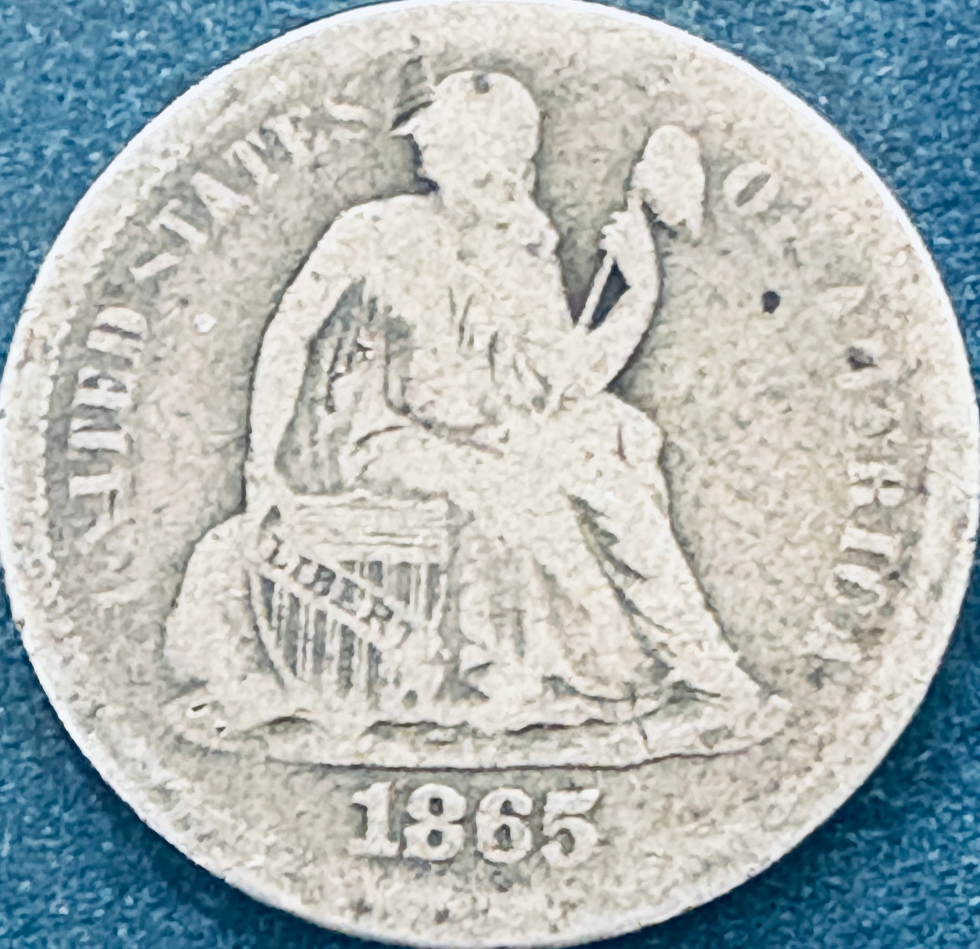 1865 SEATED LIBERTY SILVER DIME COIN #12002 | Auctionninja.com