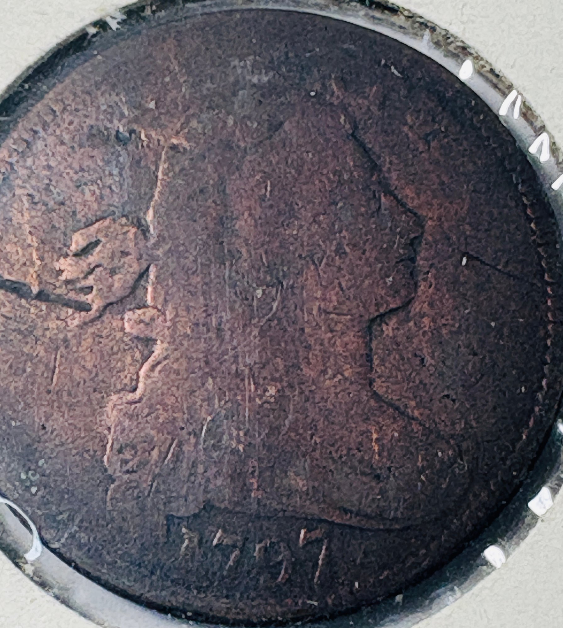 1797 DRAPED BUST LARGE CENT COIN - IN FLIP #12029 | Auctionninja.com