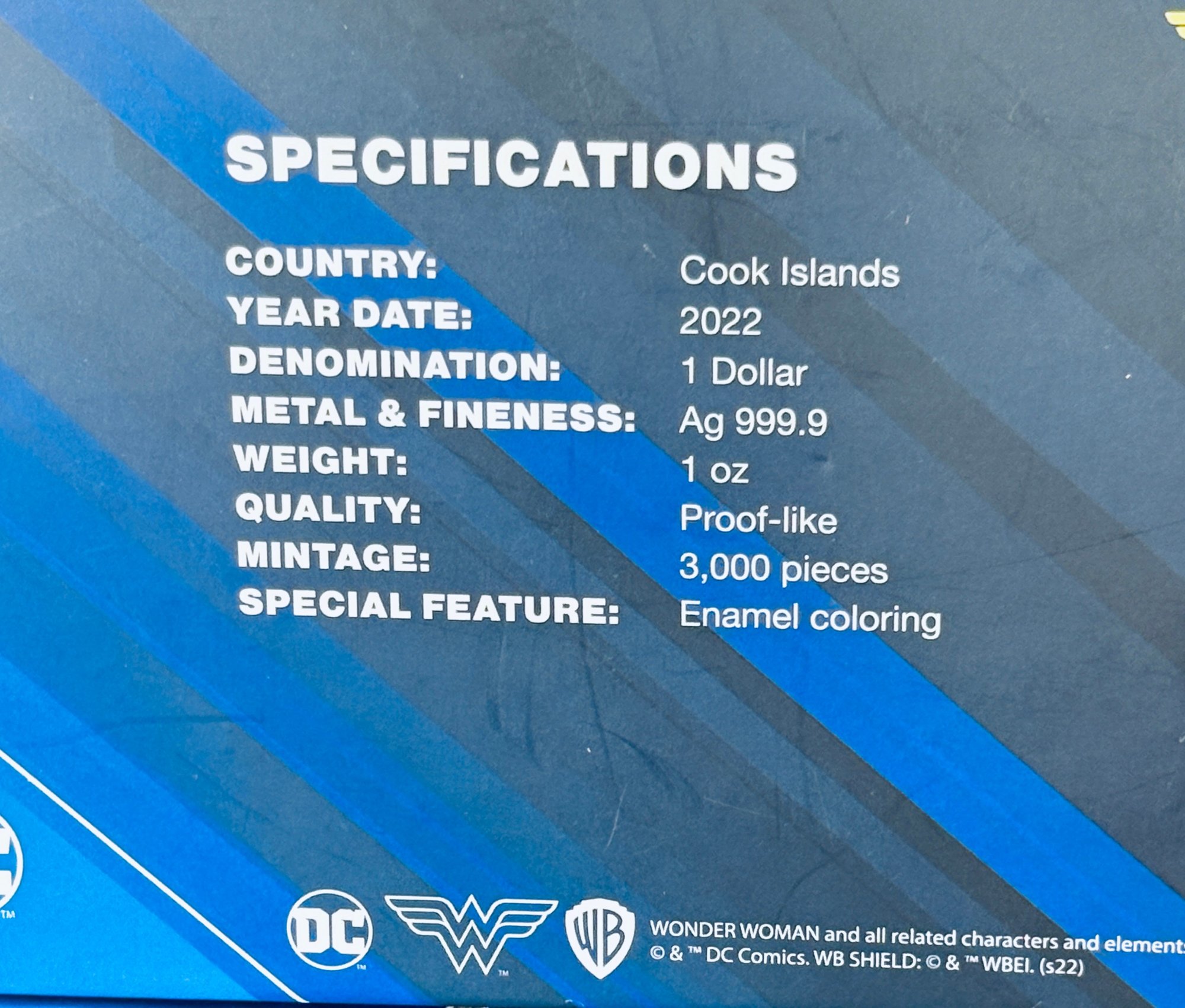 2022 Cook Islands Silver Enameled DC Comics Wonder Woman 1 Oz - Lot #24 ...