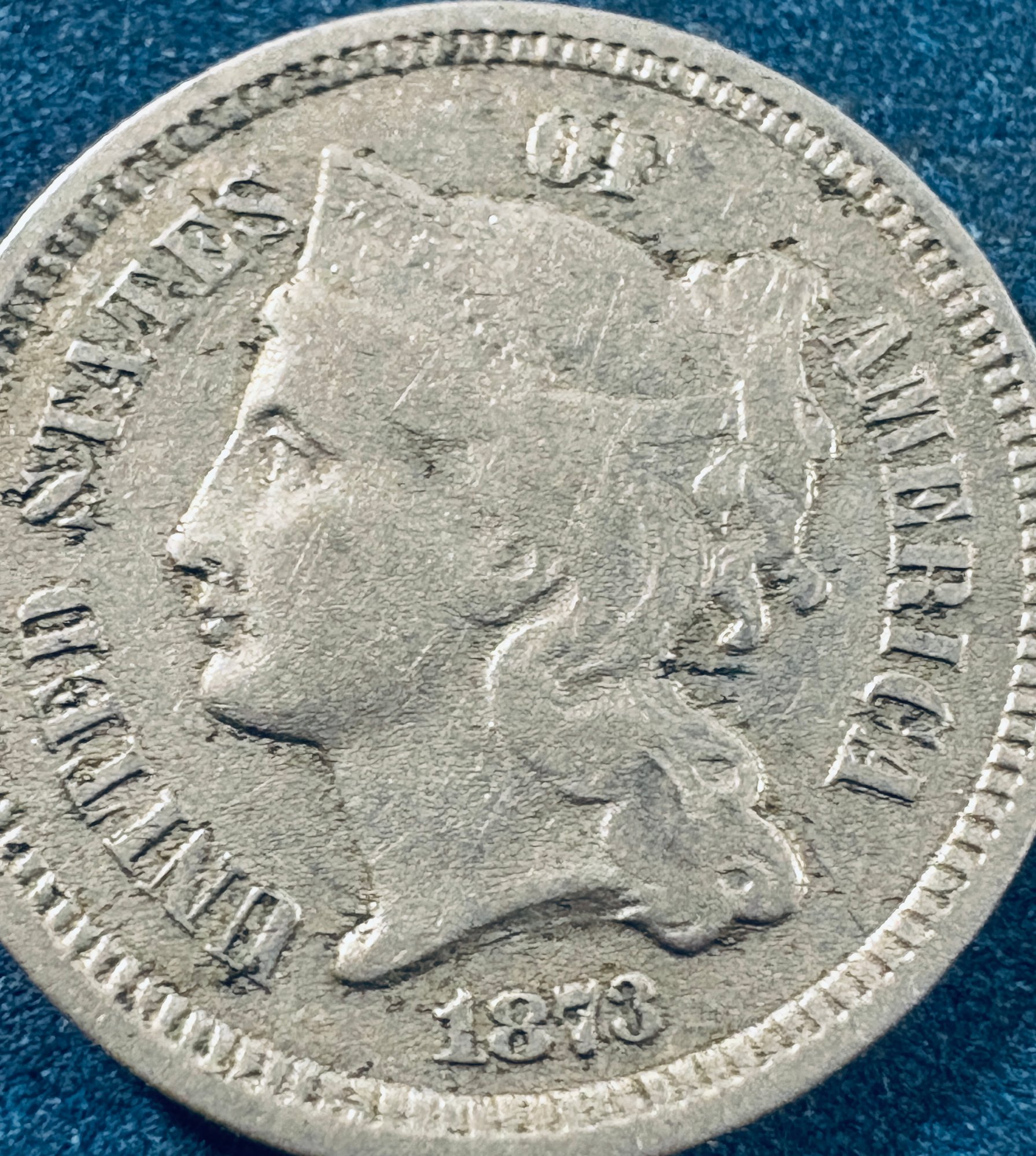 1873 THREE 3 CENT NICKEL COIN - CLOSED "3" - XF #11720 | Auctionninja.com