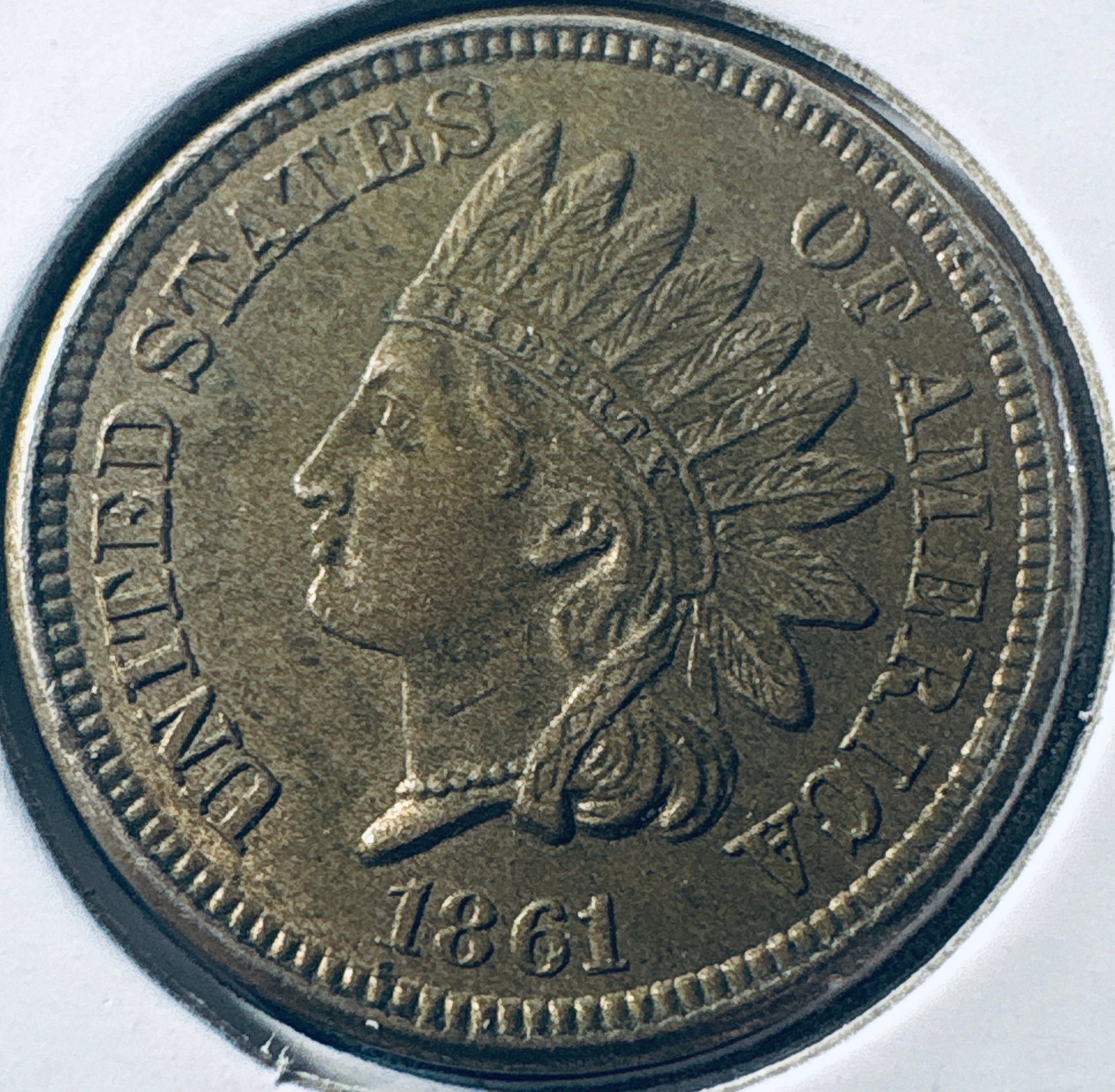 1861 INDIAN HEAD CENT PENNY COIN - AU 50 - BEAUTIFUL COIN! IN FLIP ...