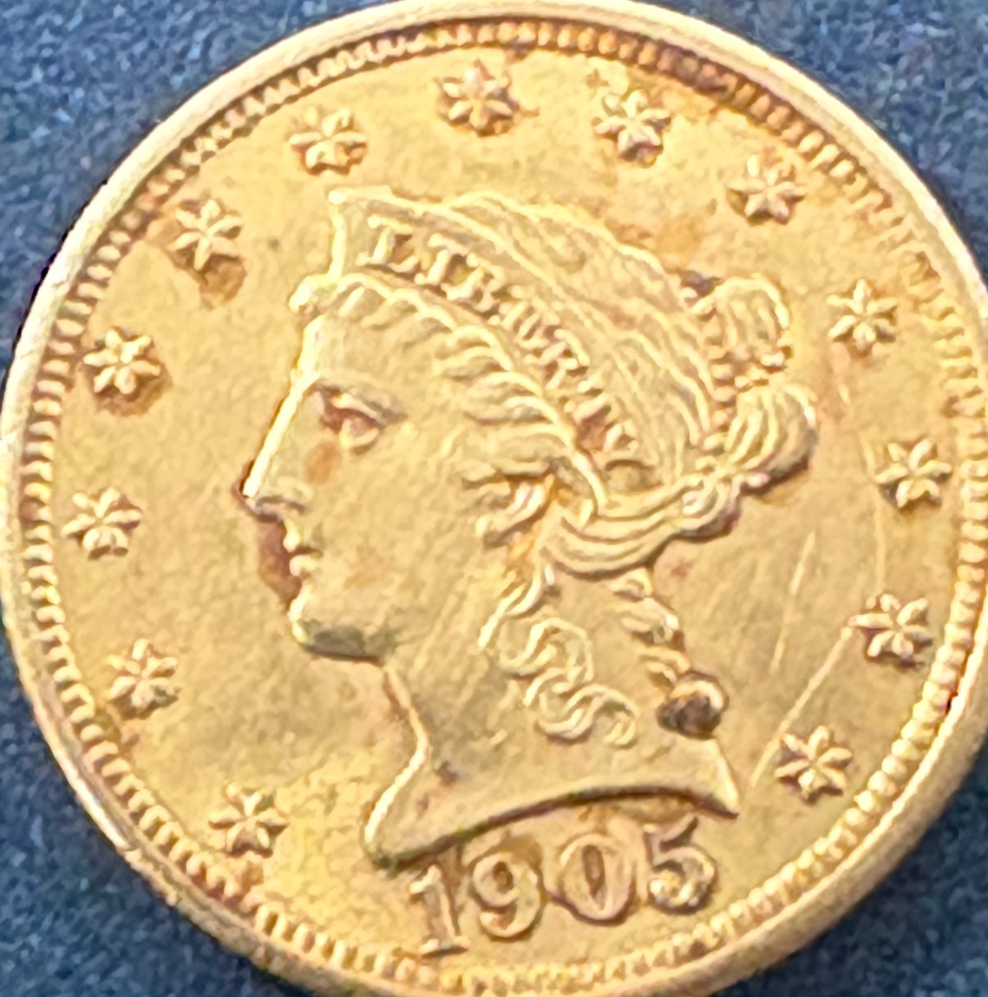 GORGEOUS 1905 2 1/2 DOLLAR US LIBERTY HEAD QUARTER EAGLE GOLD COIN ...