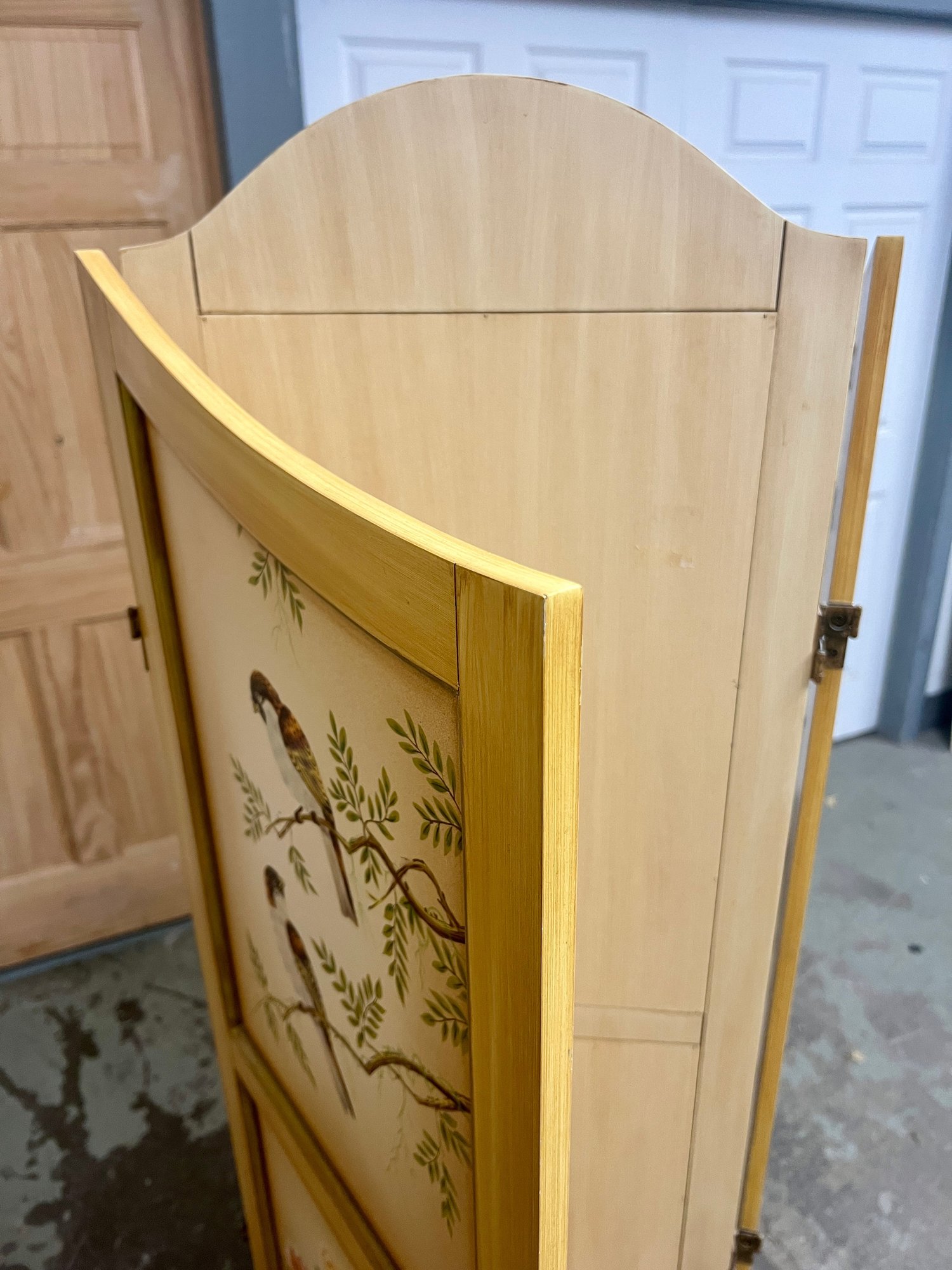 Three Panel Folding Screen With Bird And Branch Design #2362 ...