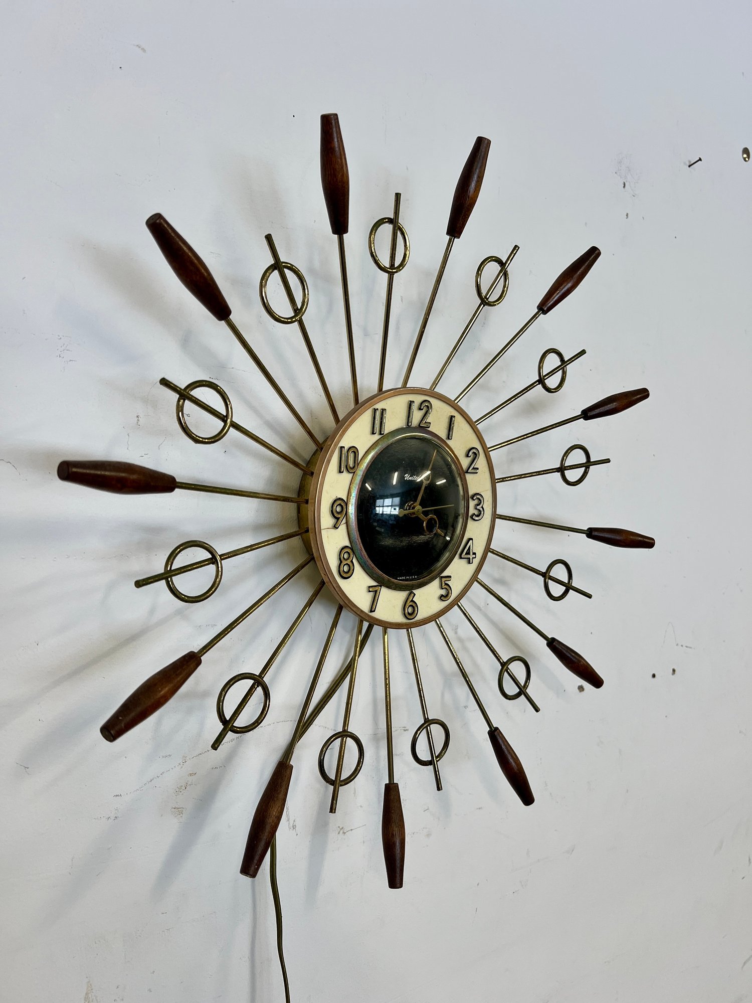 Vintage United Metal Goods Model 79 Starburst Wall Clock #2707 ...