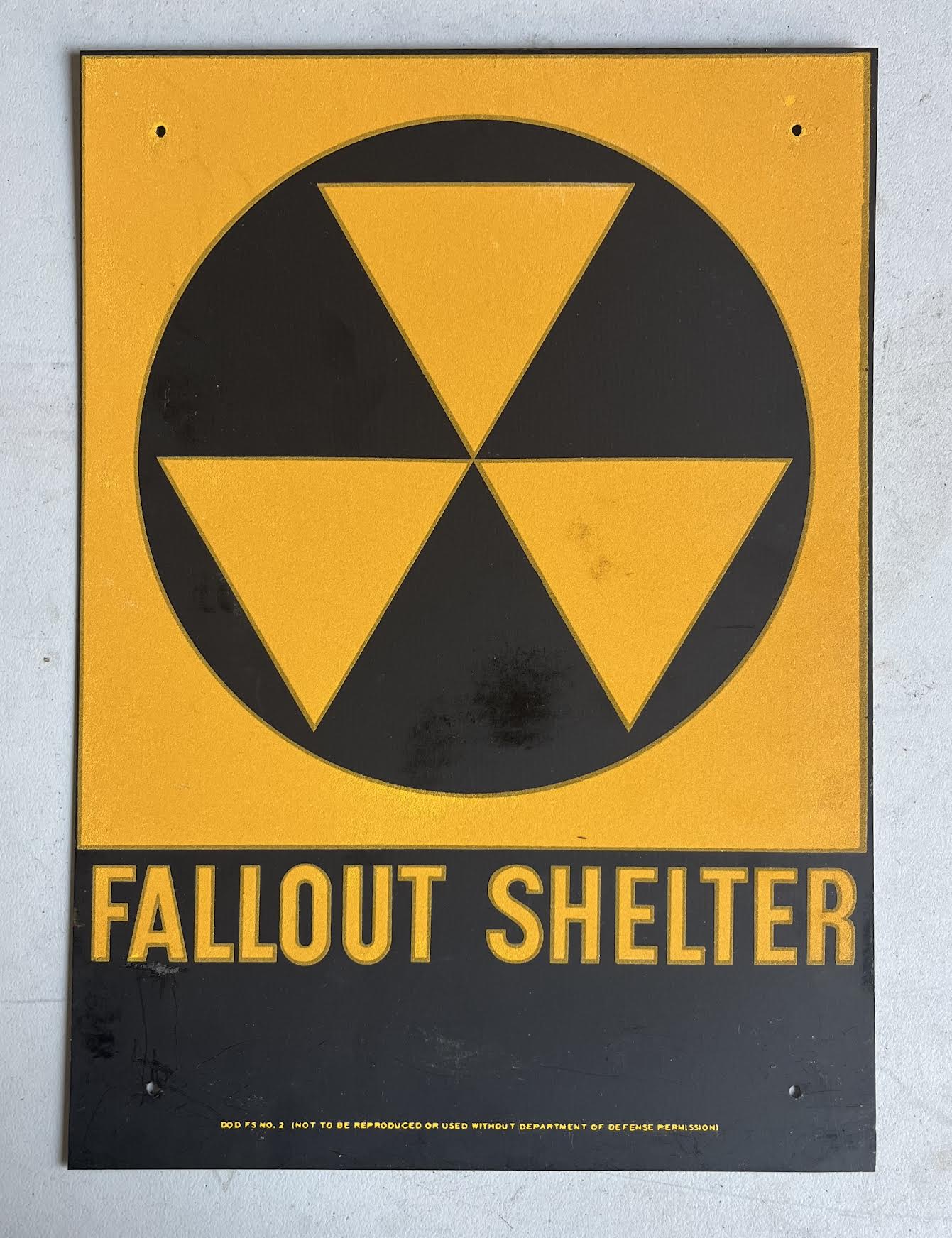 Fallout Shelter Tin Wall Sign, NOS - 1950s #14592 | Auctionninja.com