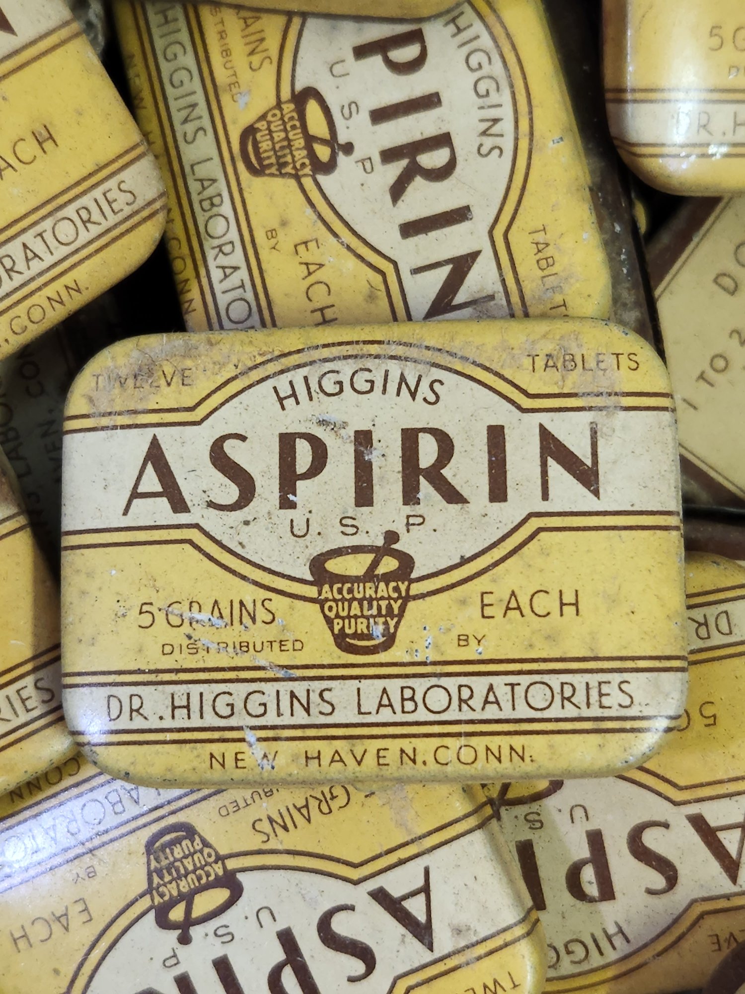LOT Of Vintage Asprin Tins, Dr. Higgins Laboratories, New Haven, CT ...